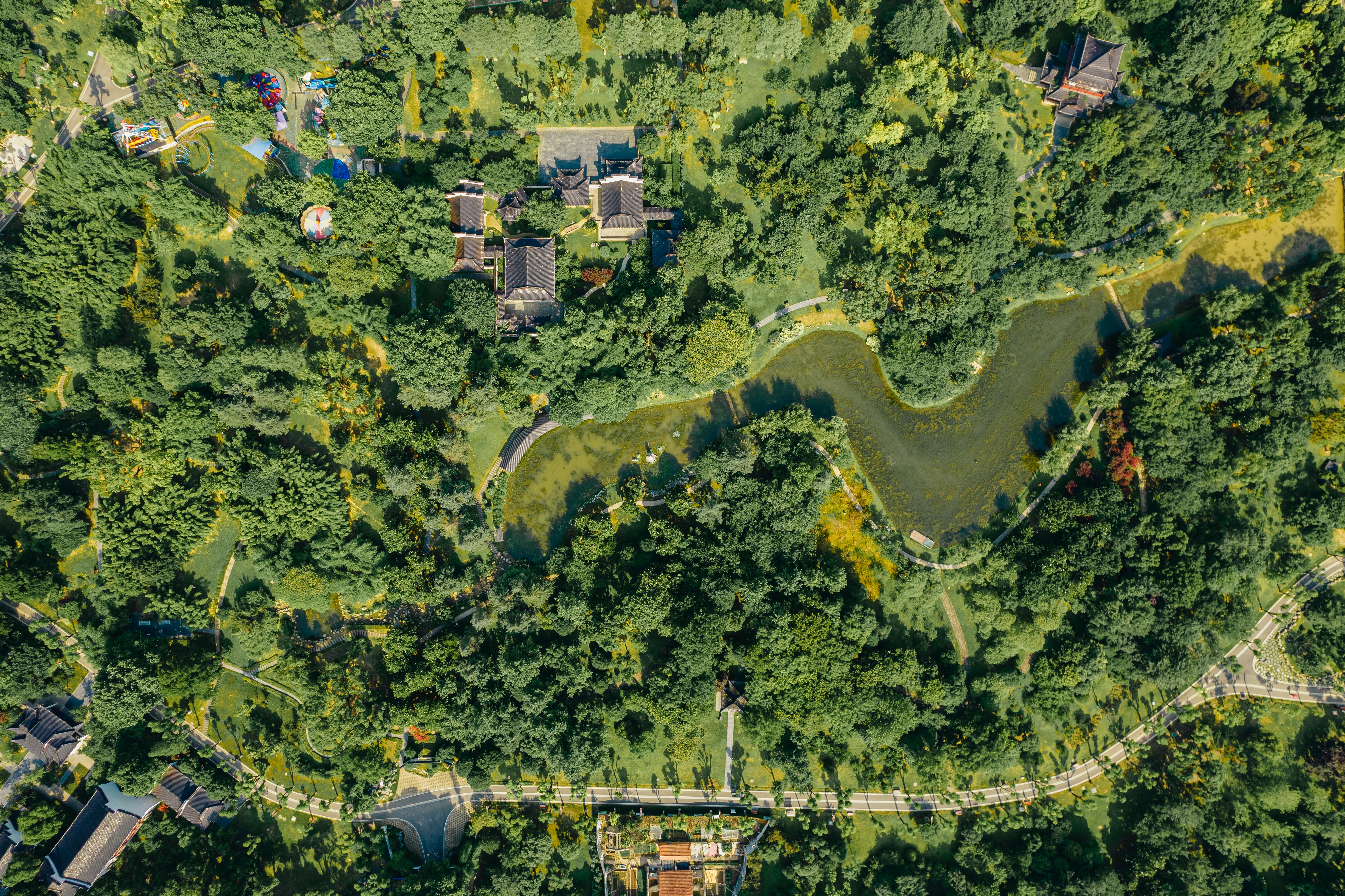 Aerial View of Green Park in Wuhan, China · Free Stock Photo