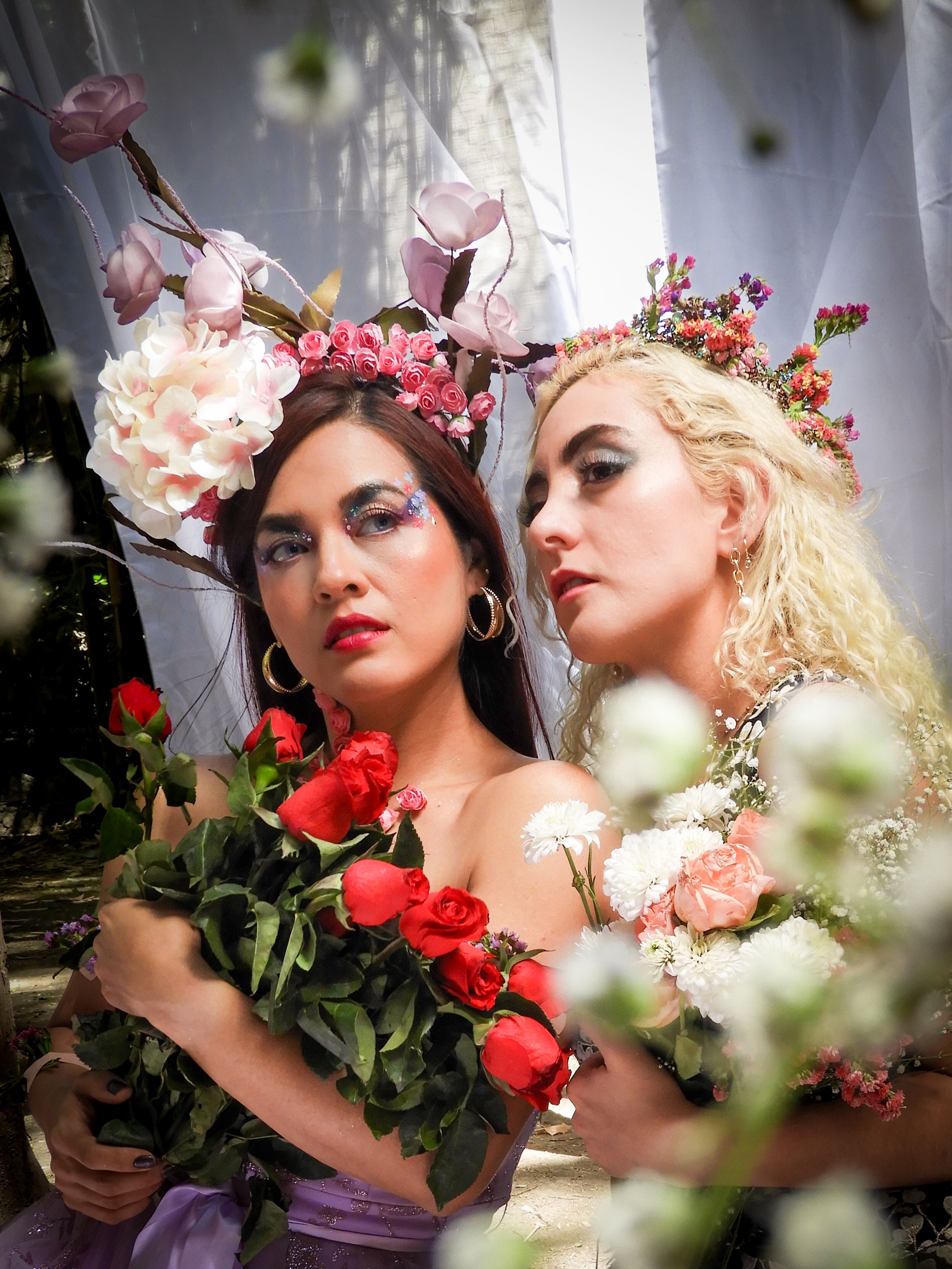 Elegant Floral Portraits with Flower Crowns · Free Stock Photo