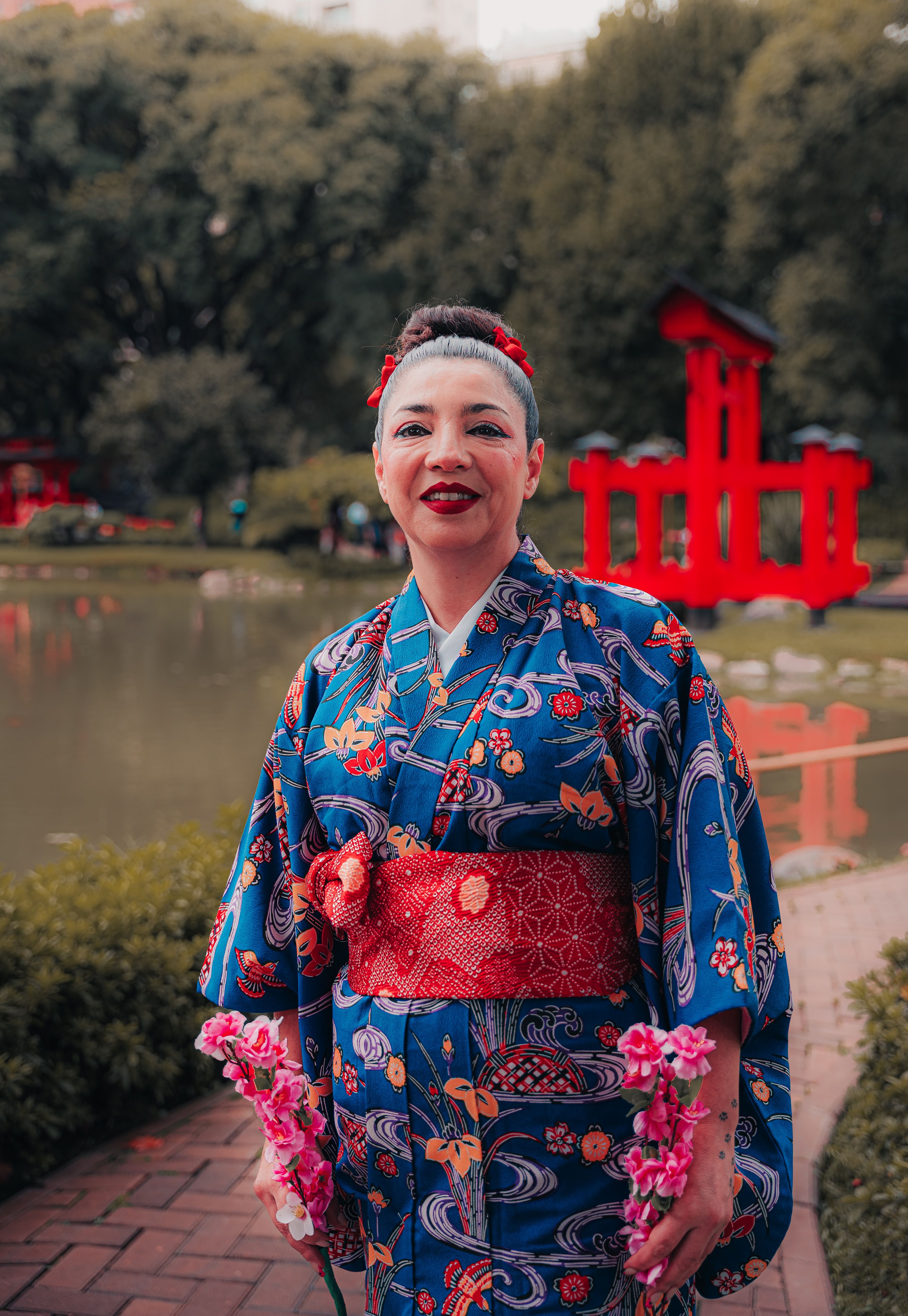Woman in Traditional Kimono by Japanese Garden · Free Stock Photo