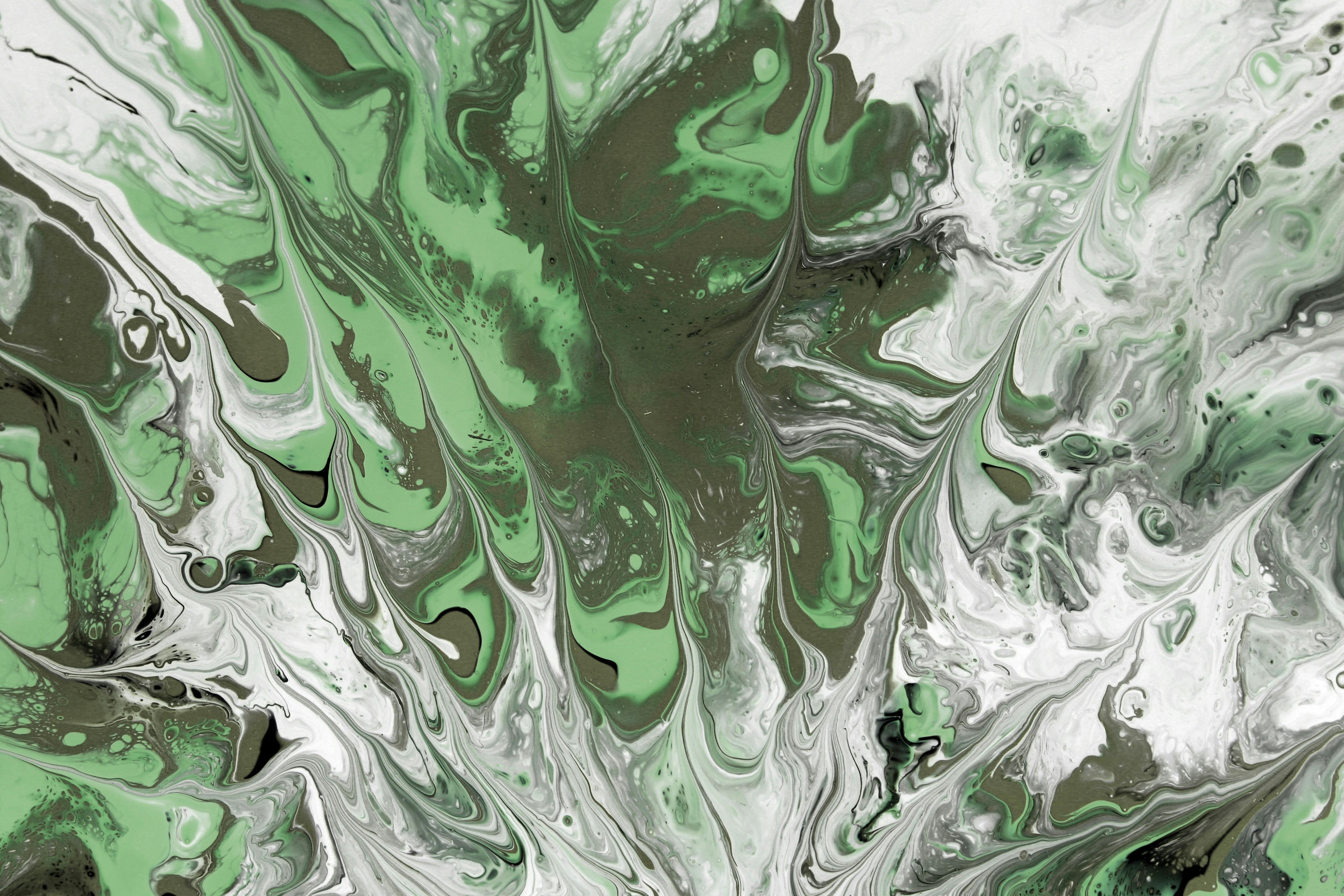 Abstract Green and White Marbled Patterns · Free Stock Photo