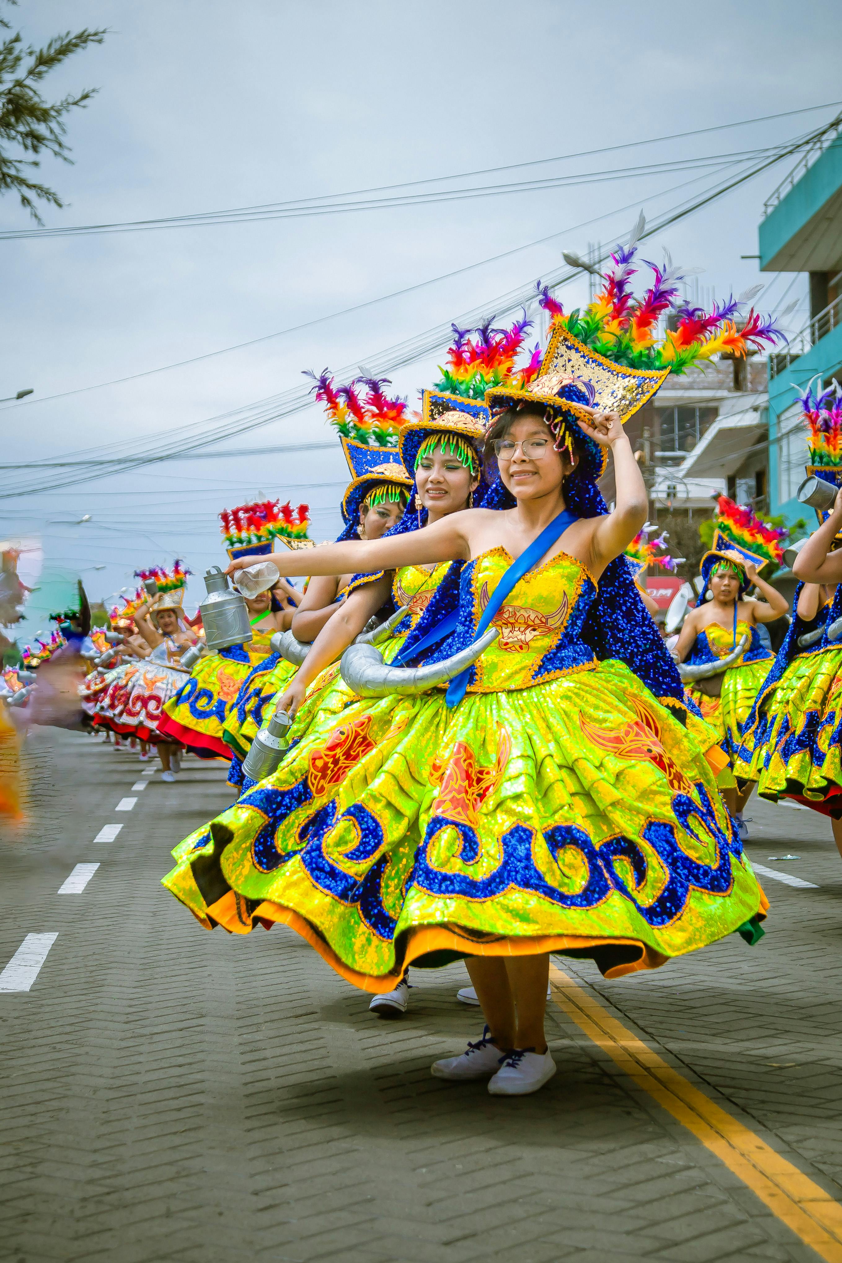 Vibrant Peruvian Traditional Dance Festival Parade · Free Stock Photo