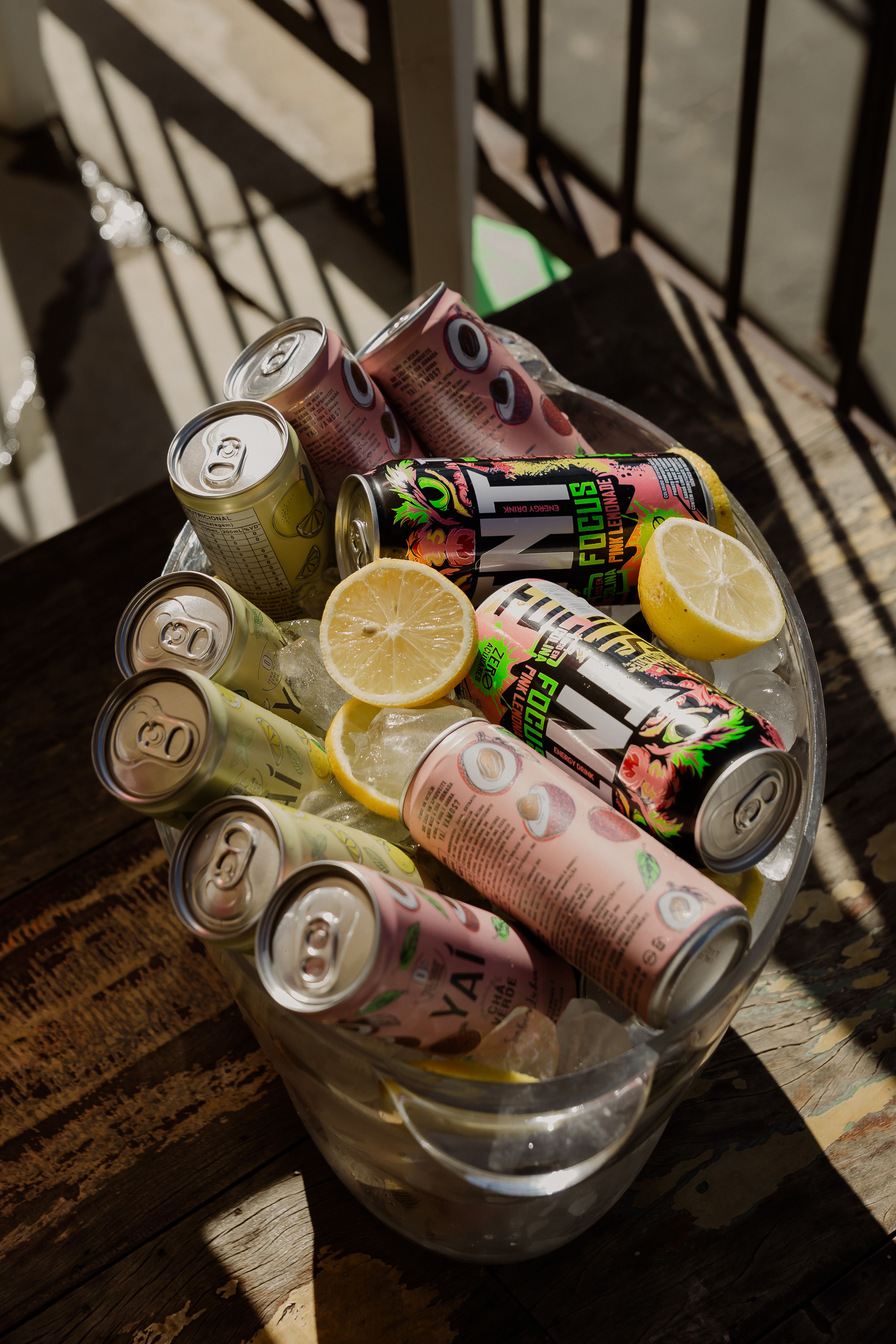 Refreshing Assorted Beverage Display on Ice · Free Stock Photo