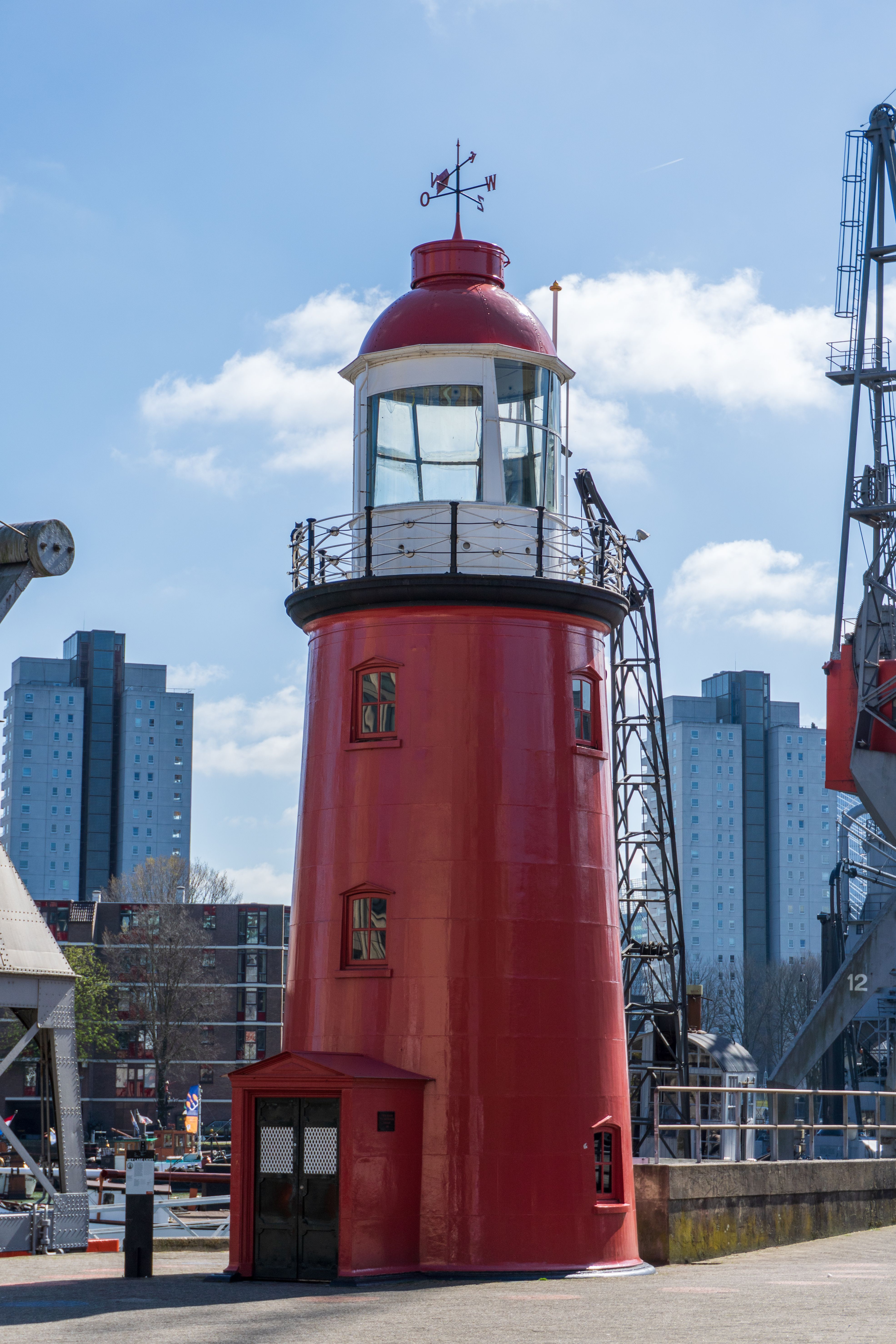 Historic Red Lighthouse in Rotterdam Harbor · Free Stock Photo