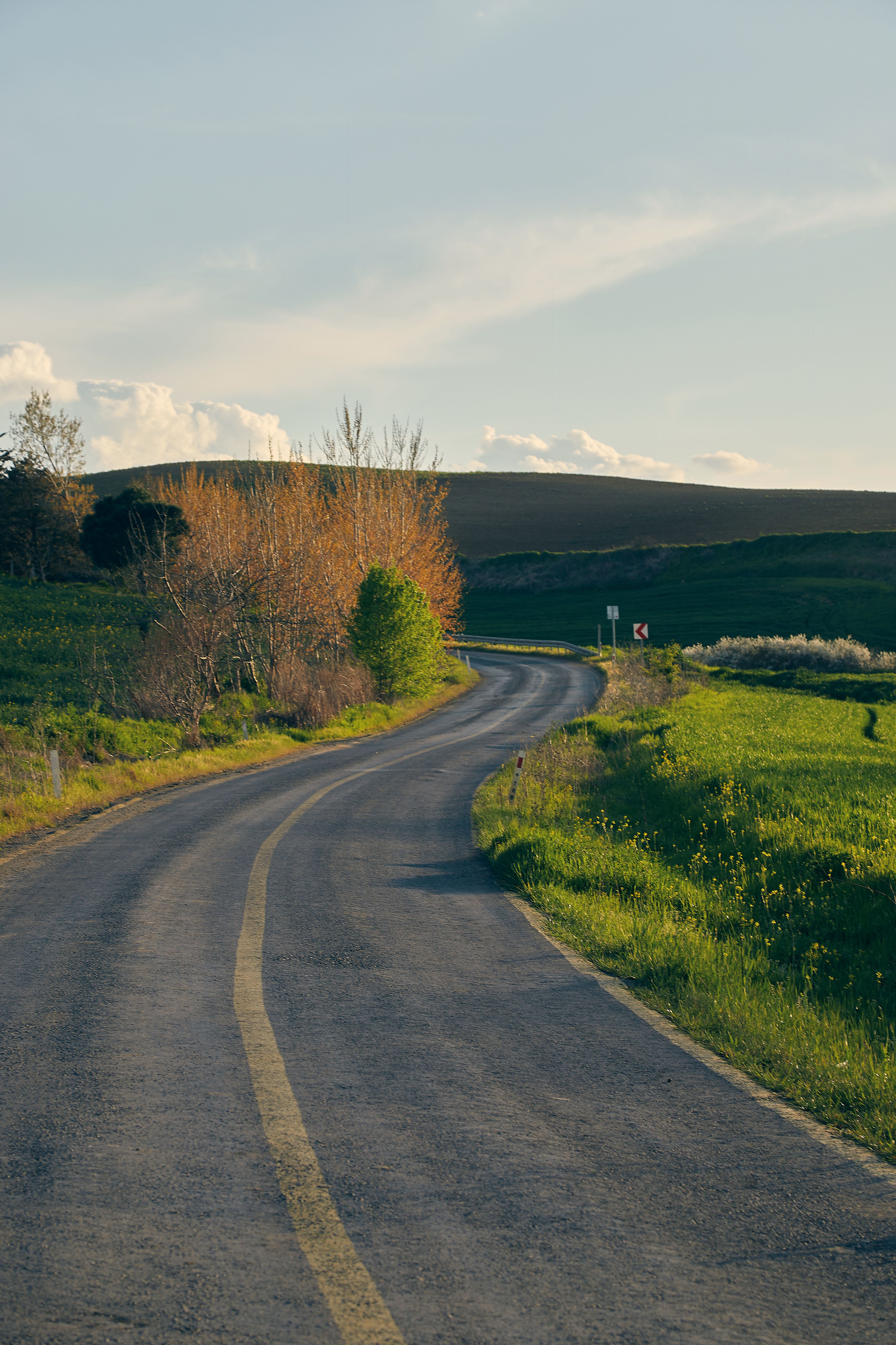 Scenic Winding Road through Spring Countryside · Free Stock Photo