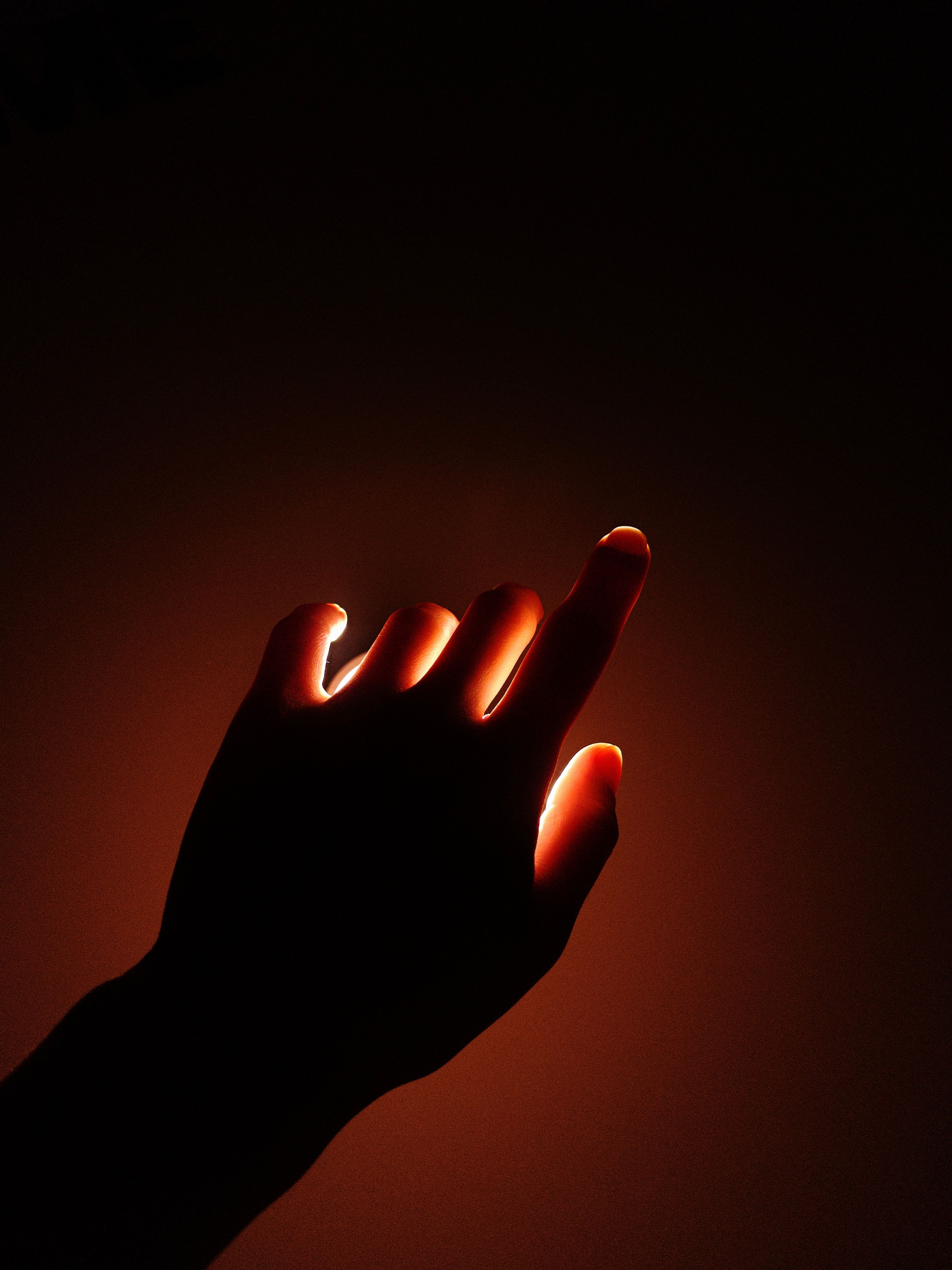 Silhouette of Hand with Backlight Glow · Free Stock Photo