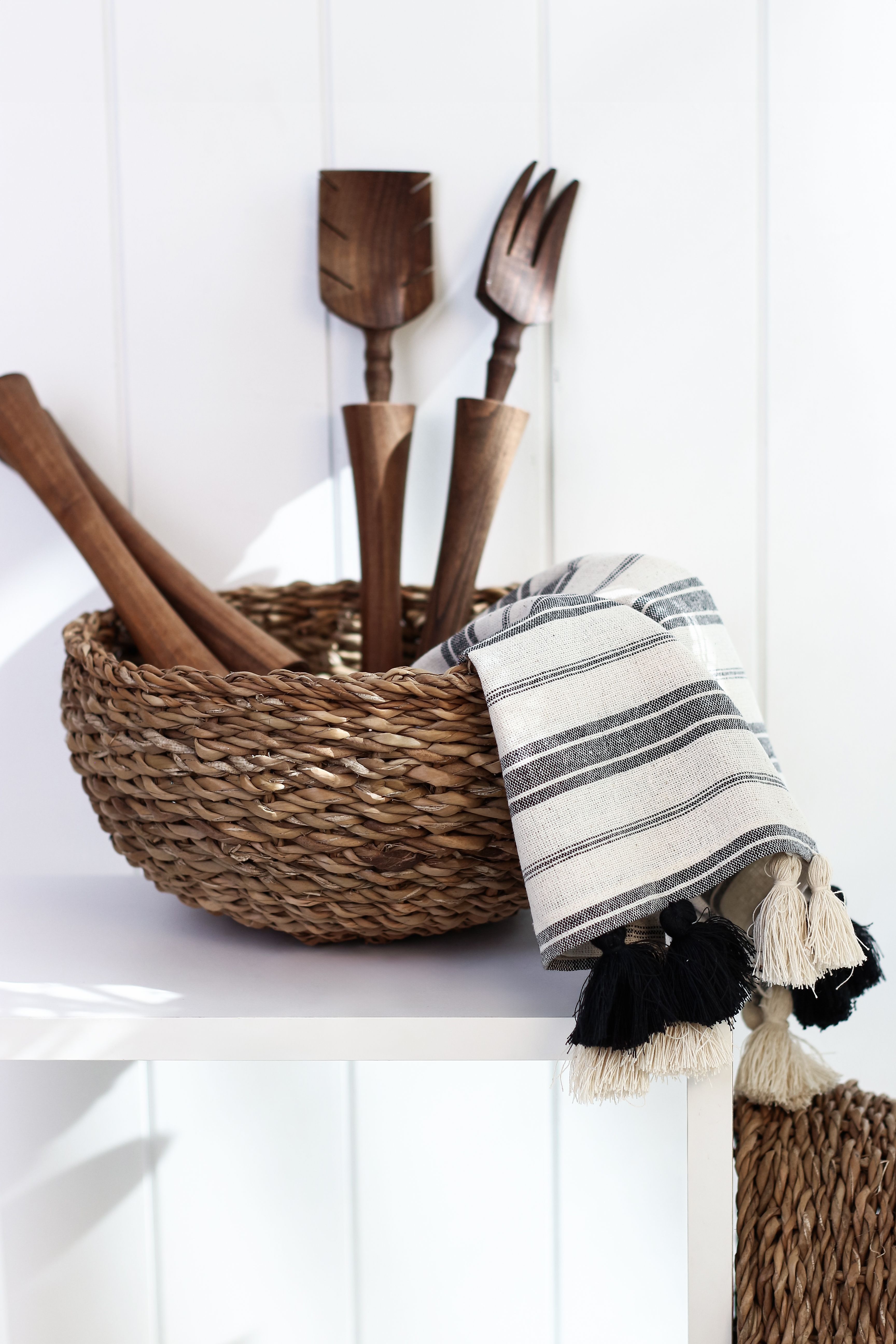 Rustic Kitchen Utensils in Woven Basket · Free Stock Photo