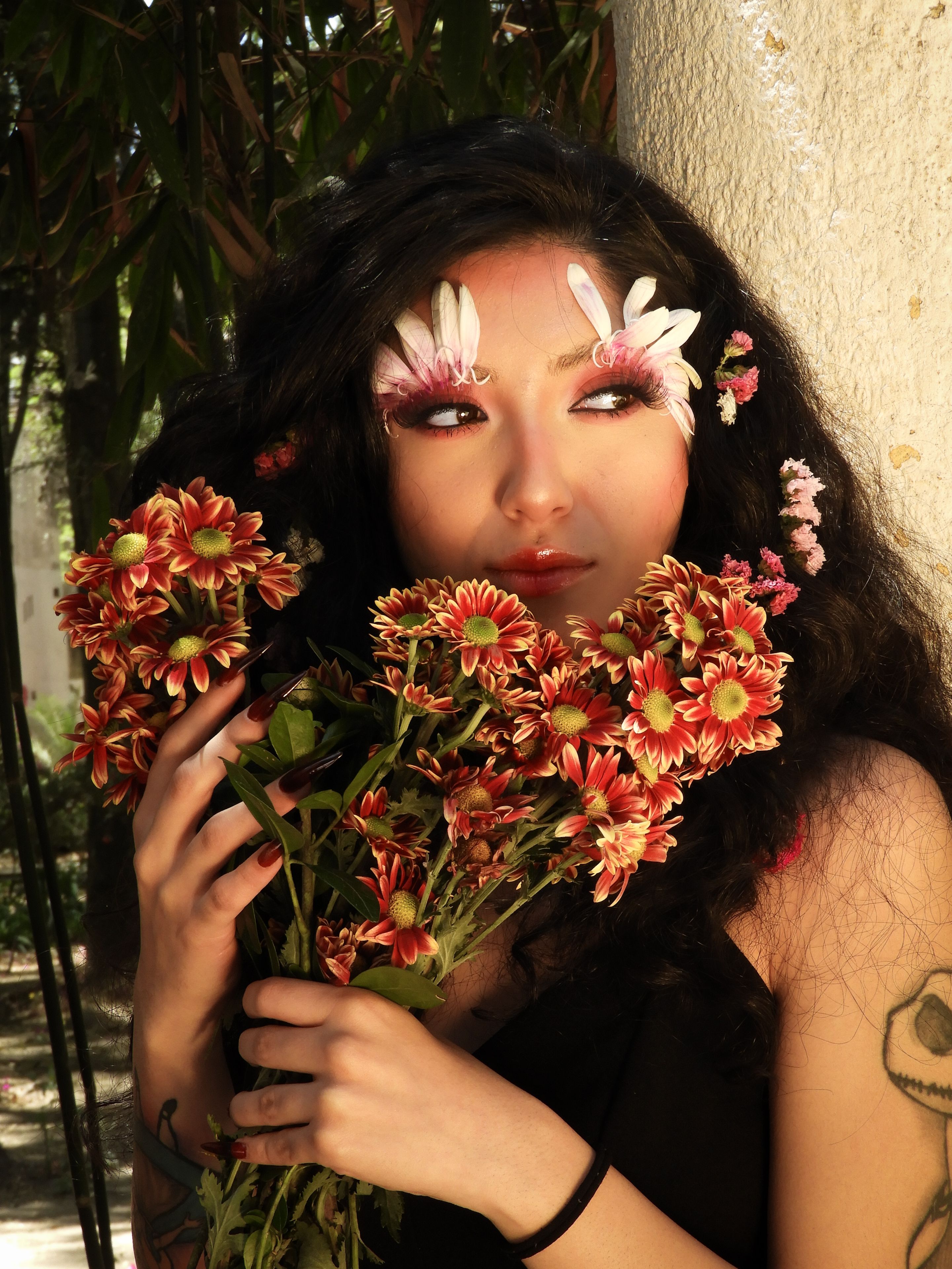 Portrait of Woman with Floral Face Art in Natural Setting · Free Stock ...