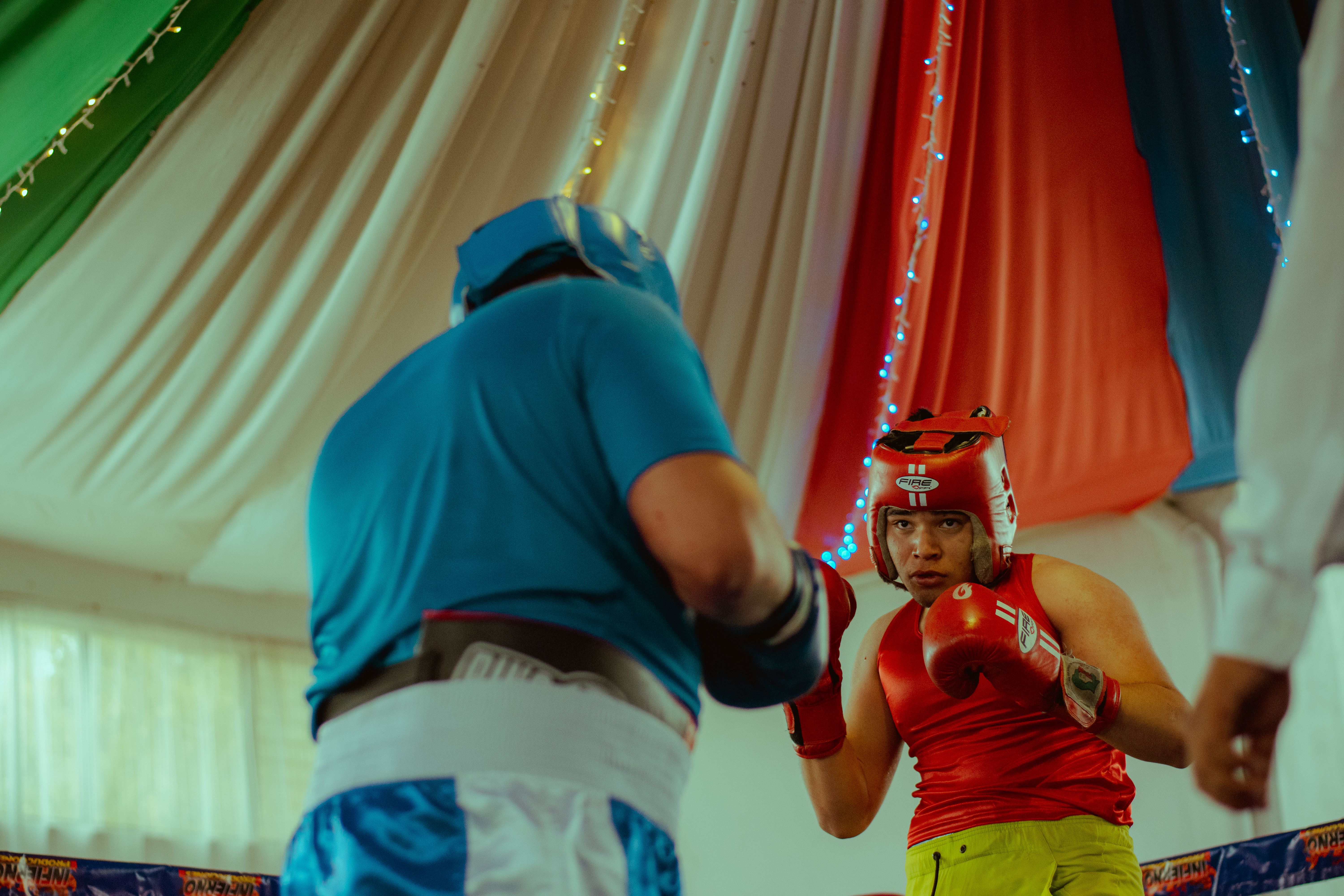 Intense Indoor Boxing Match with Focused Fighters · Free Stock Photo