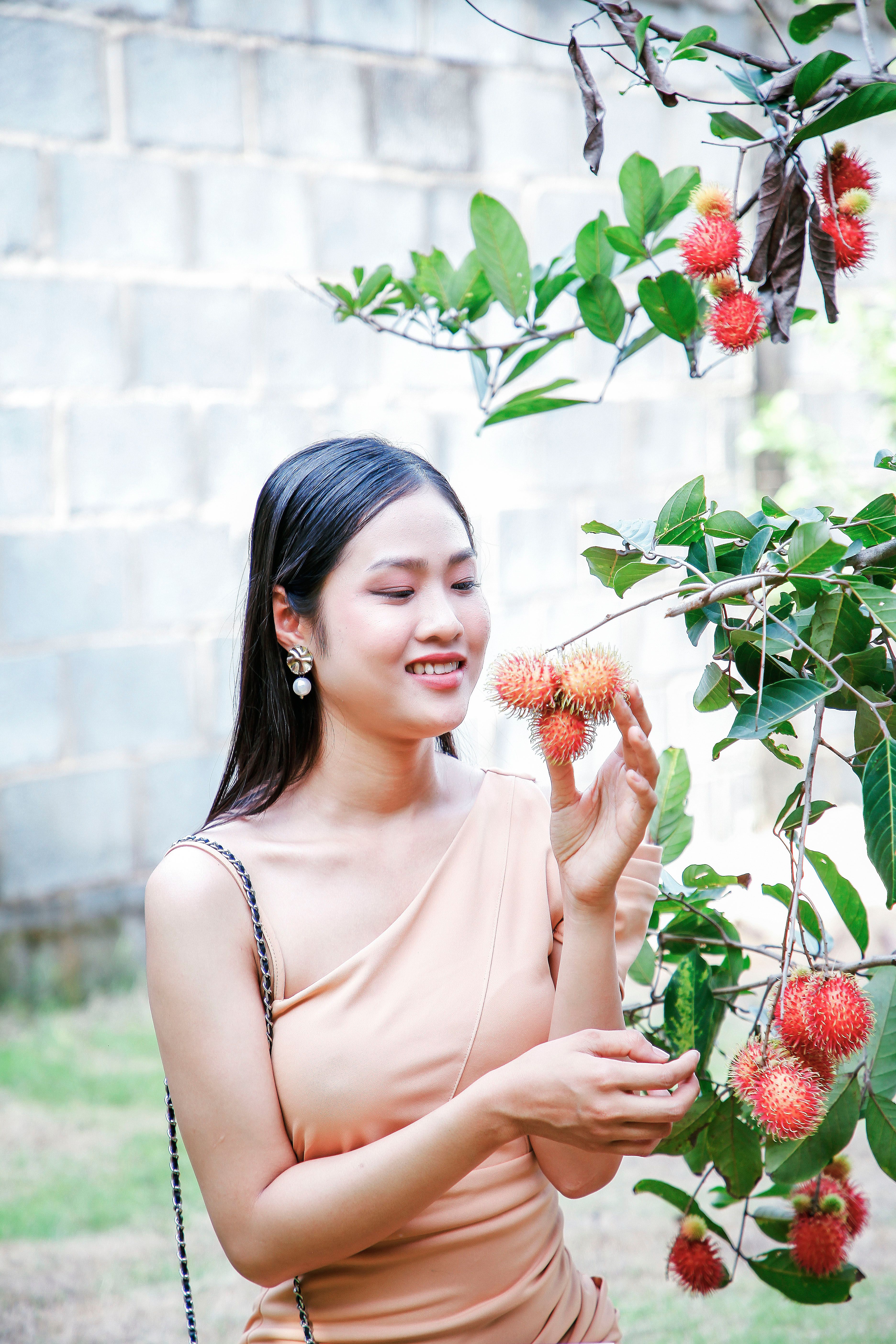 Young Woman Harvesting Rambutan Outdoors · Free Stock Photo