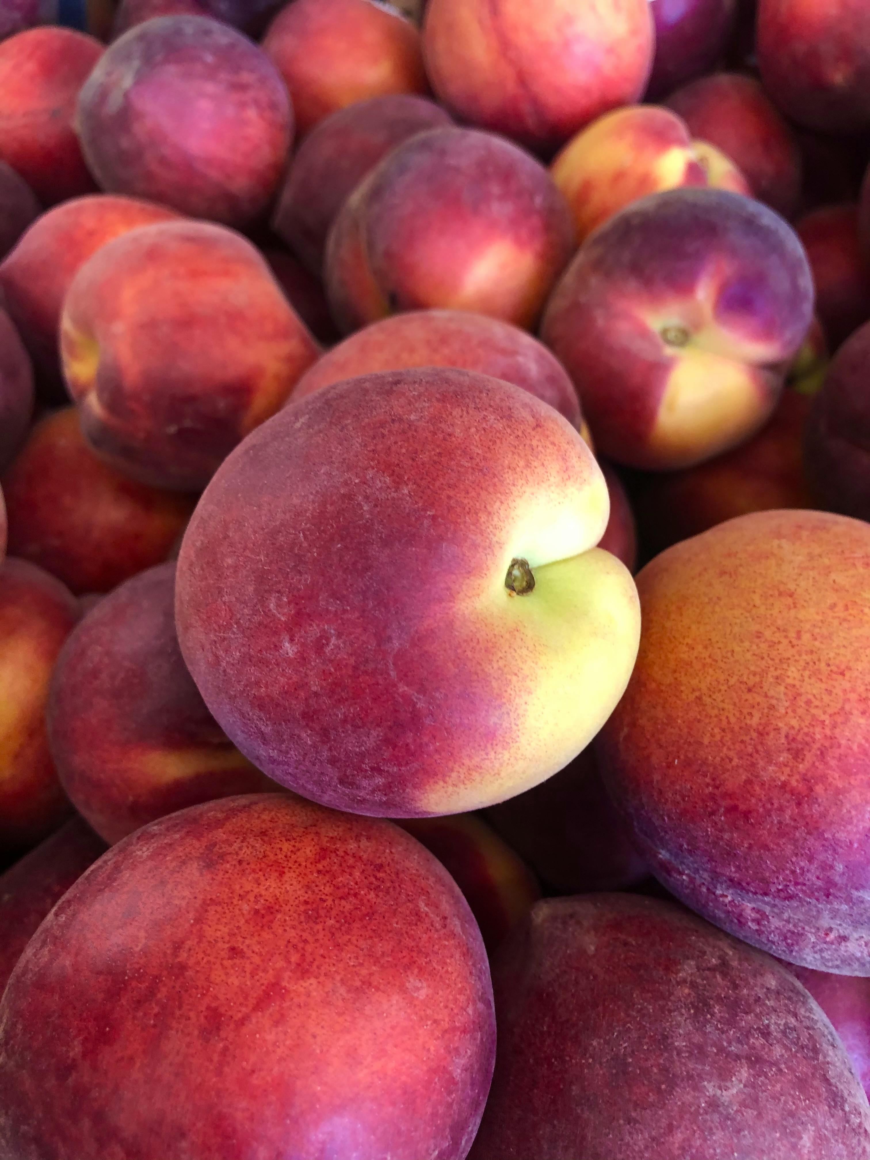 Close-Up of Fresh Juicy Red Peaches · Free Stock Photo