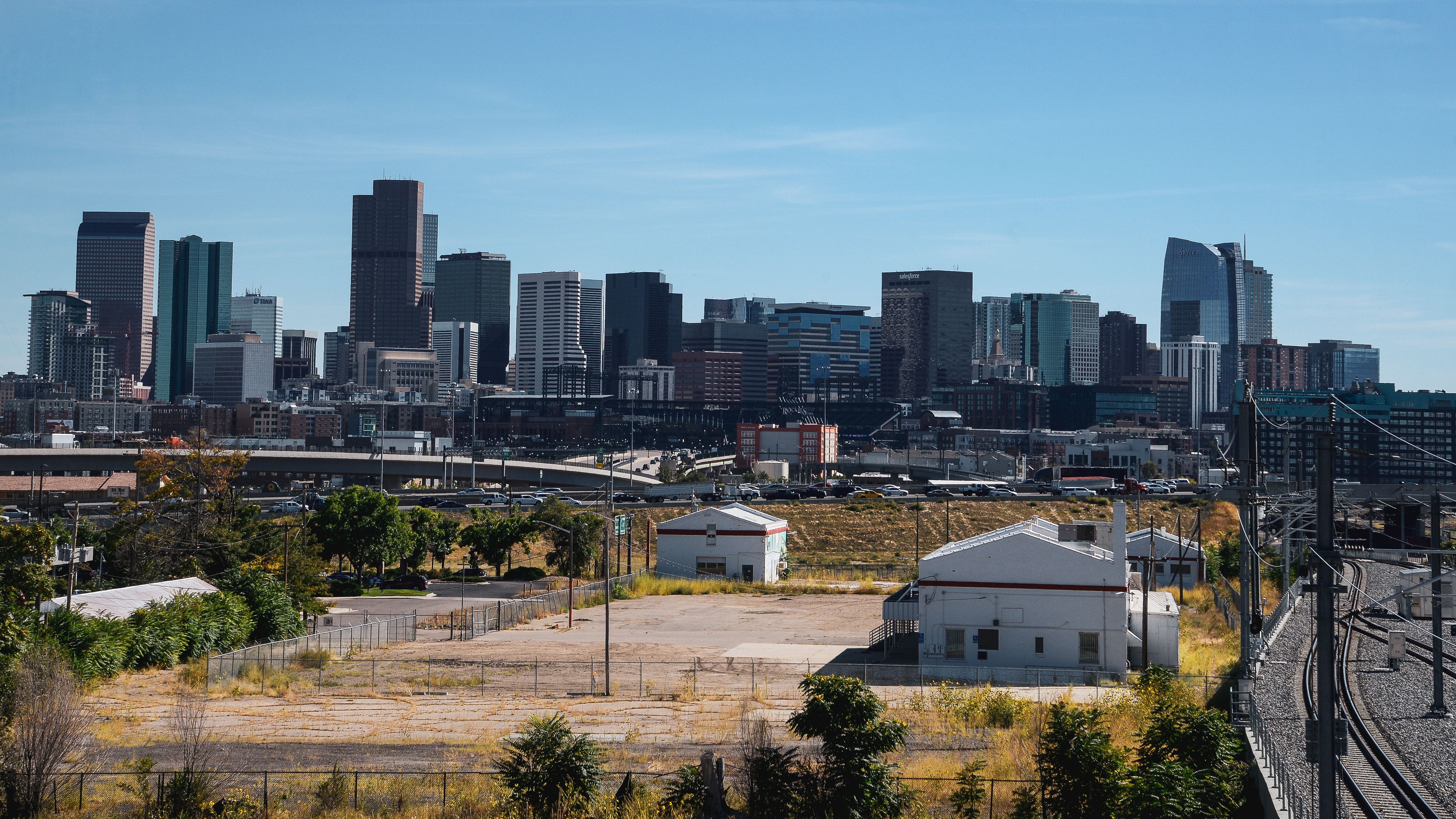 Downtown Denver Skyline with Industrial Foreground · Free Stock Photo