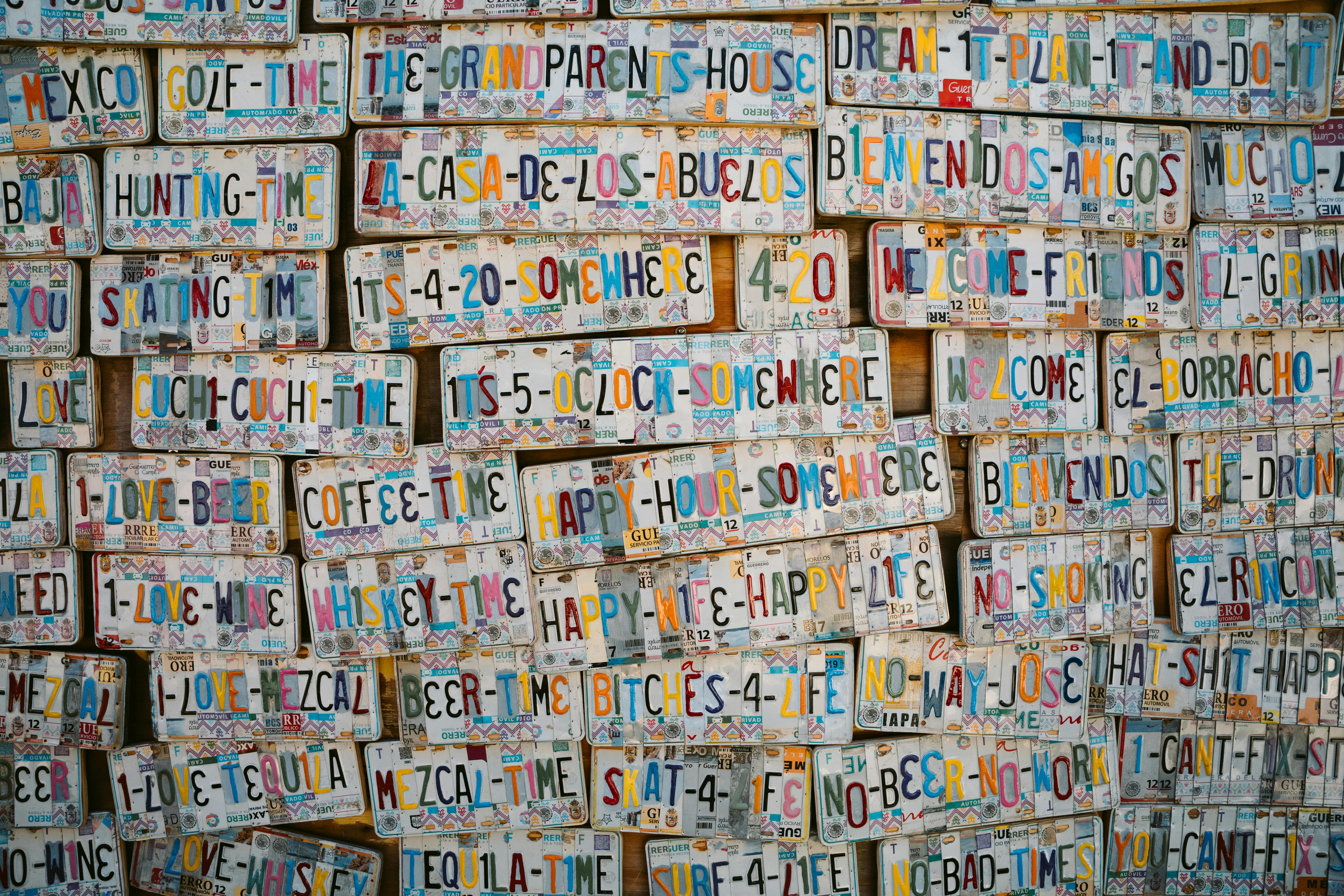 Colorful License Plate Art Installation Baja · Free Stock Photo