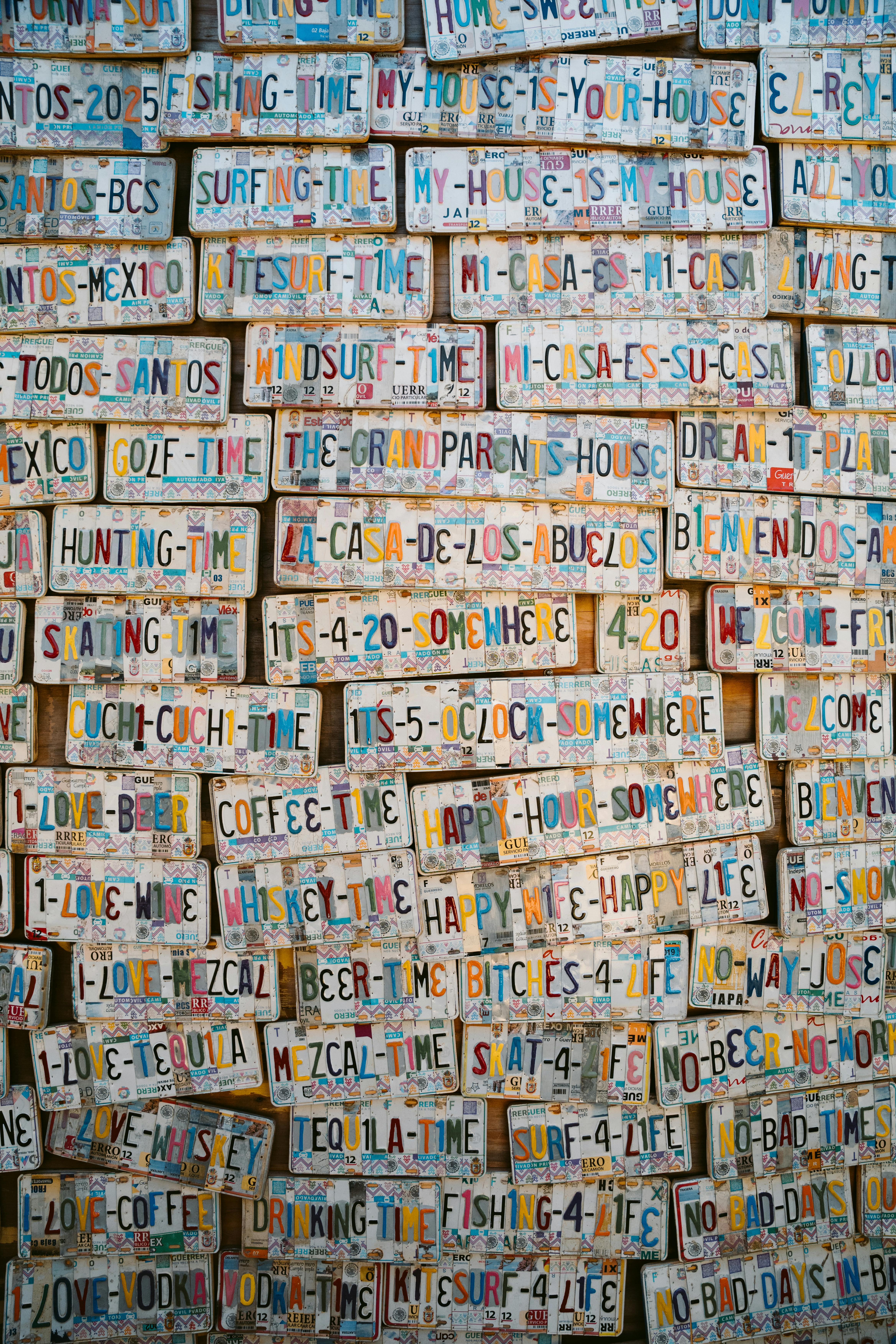 Colorful Custom License Plates Display in Mexico · Free Stock Photo