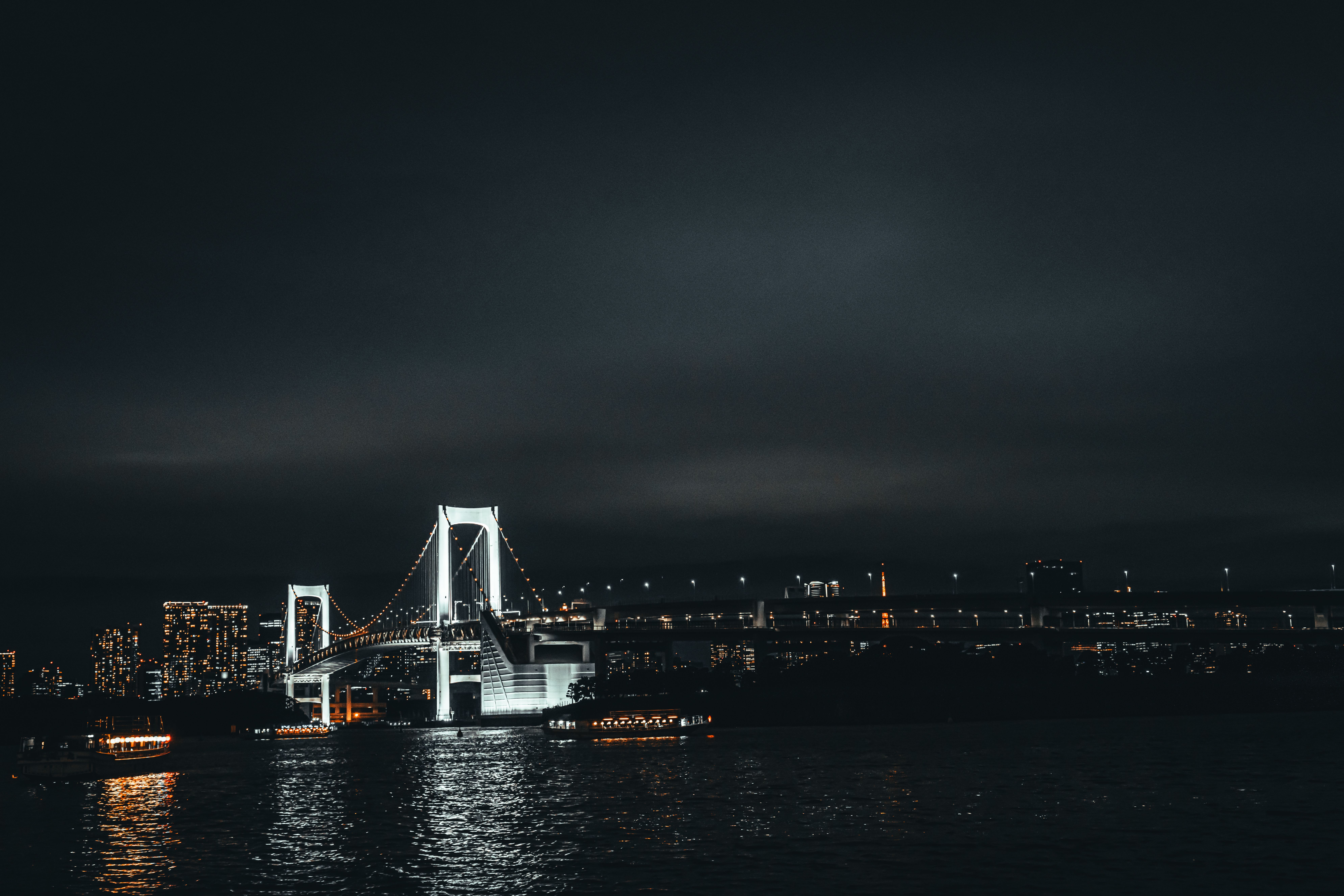 Tokyo's Rainbow Bridge Illuminated at Night · Free Stock Photo