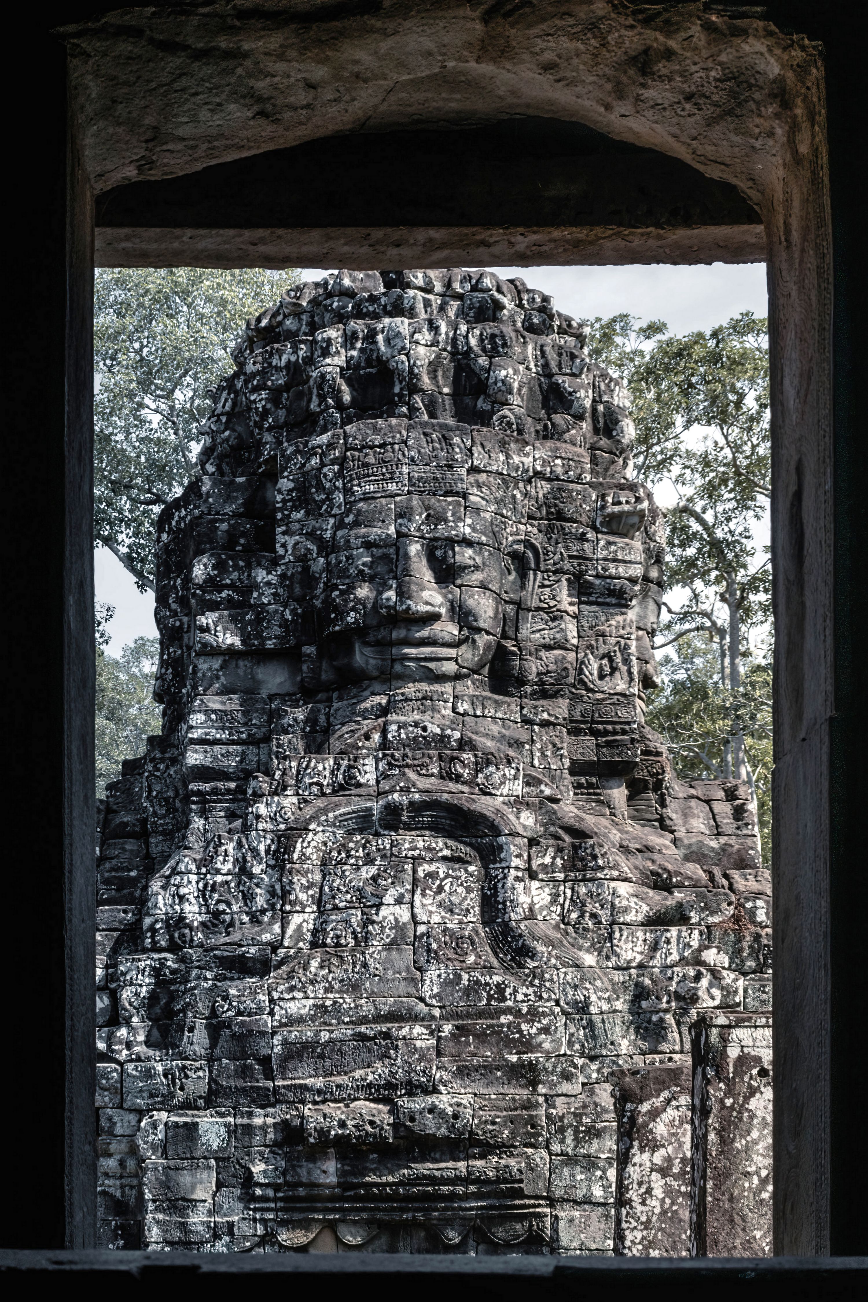 Angkor Thom Bayon Temple Stone Face in Cambodia · Free Stock Photo