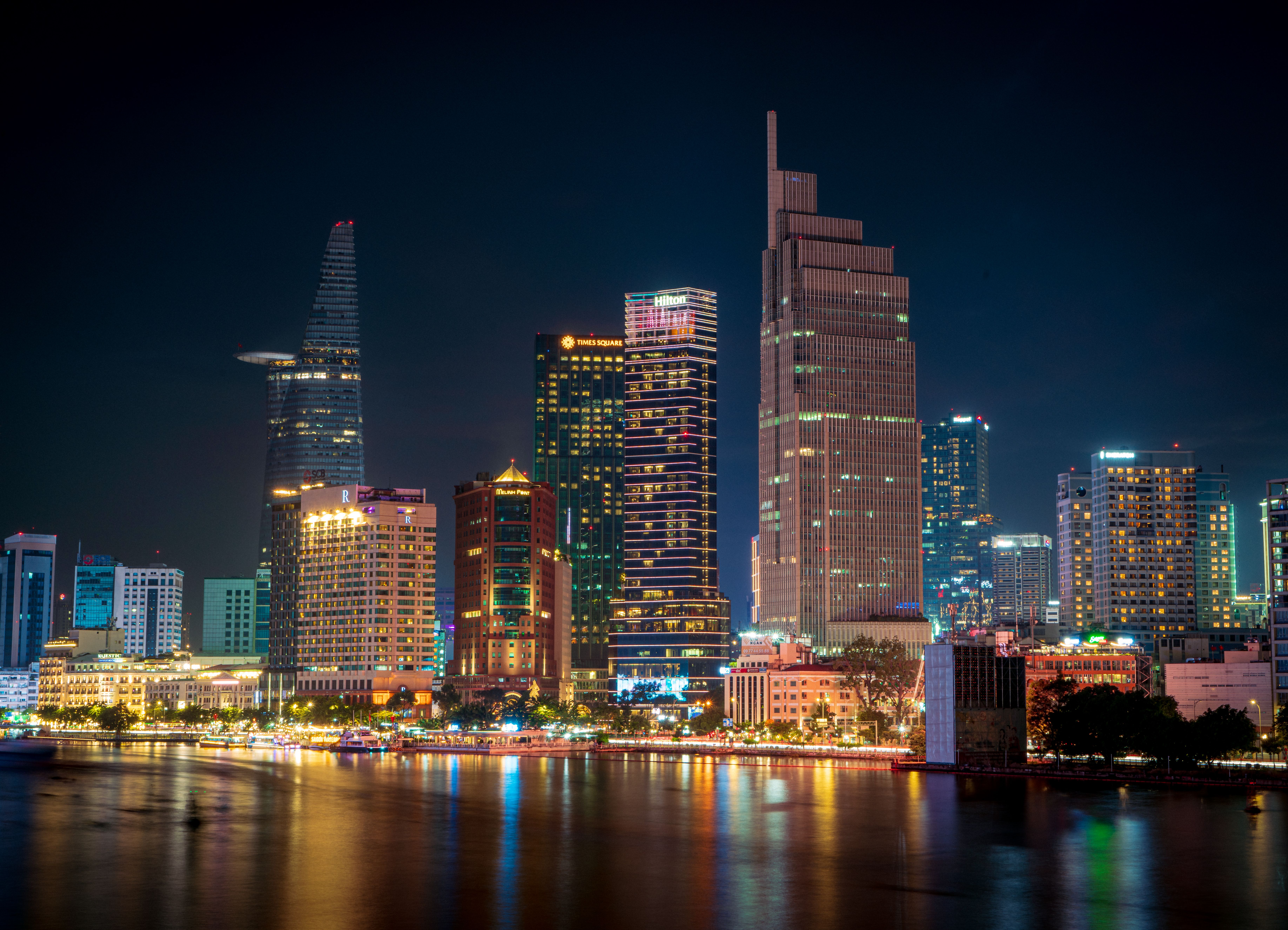 Stunning Night View of Macau Skyline with Illuminated Hotels · Free ...