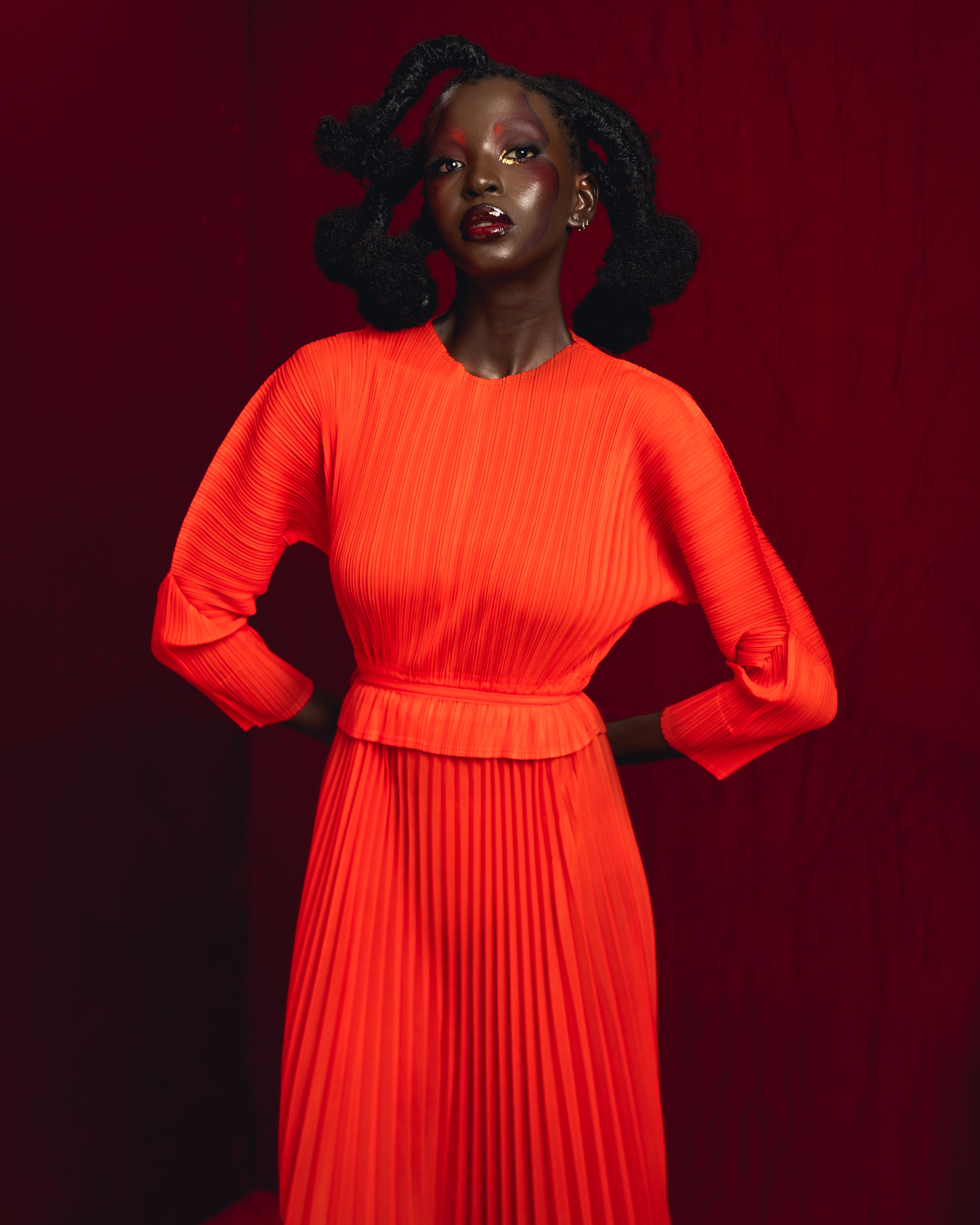 Elegant Fashion Portrait in Red Dress · Free Stock Photo
