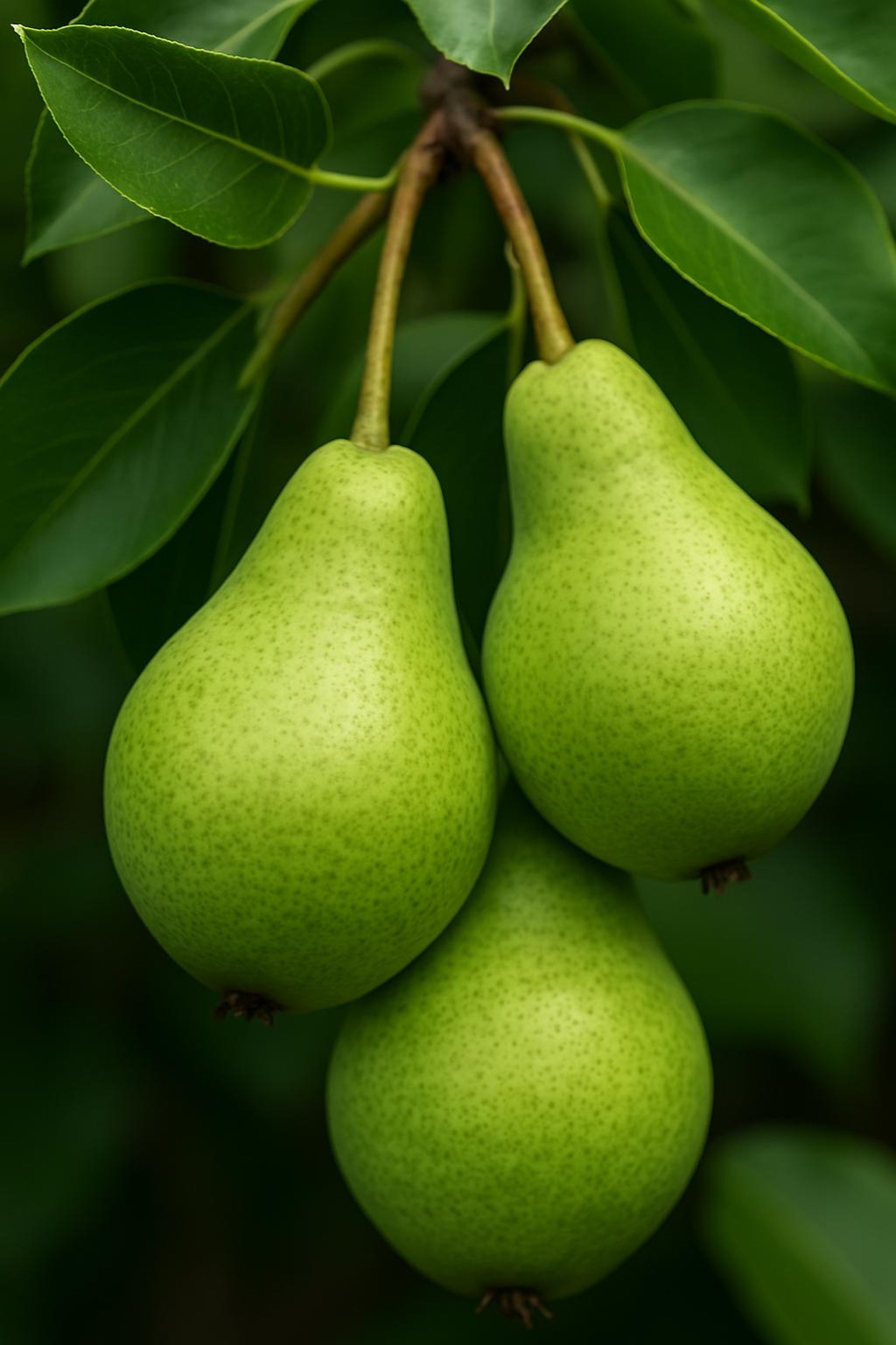 Close-Up of Clustered Green Pears on Tree · Free Stock Photo