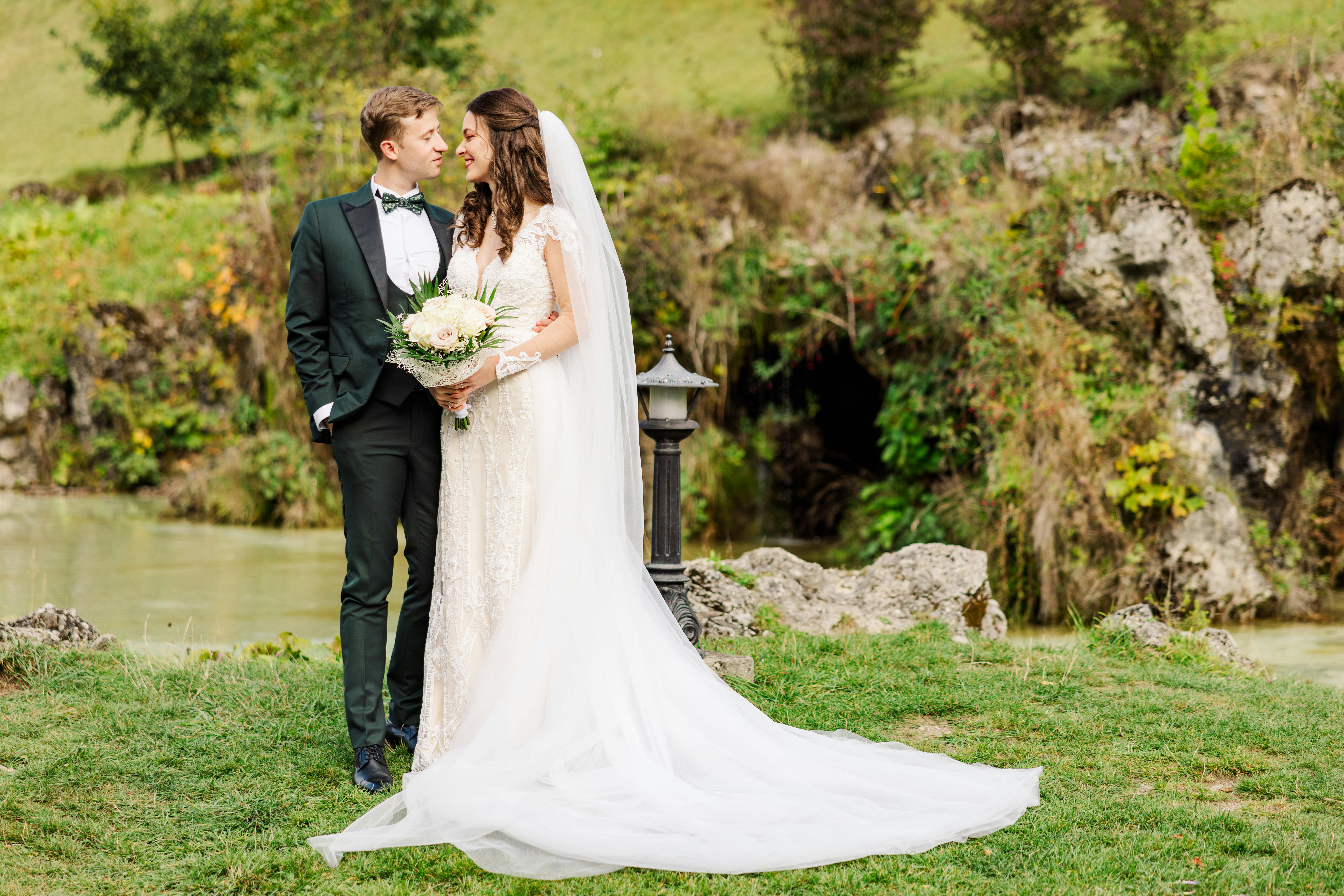 Lovely Outdoor Wedding Portrait in Bușteni · Free Stock Photo