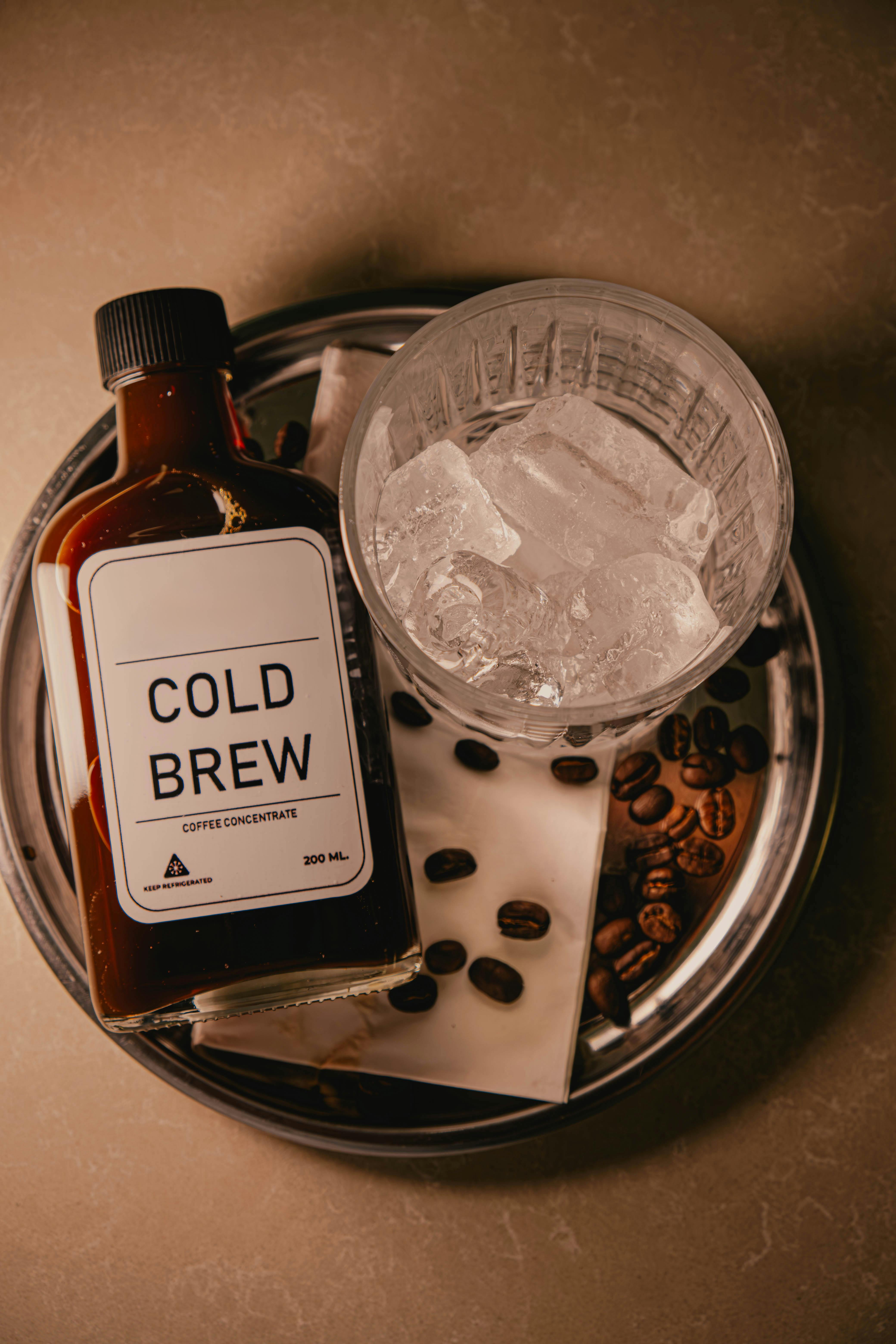 Cold Brew Coffee with Ice and Coffee Beans · Free Stock Photo