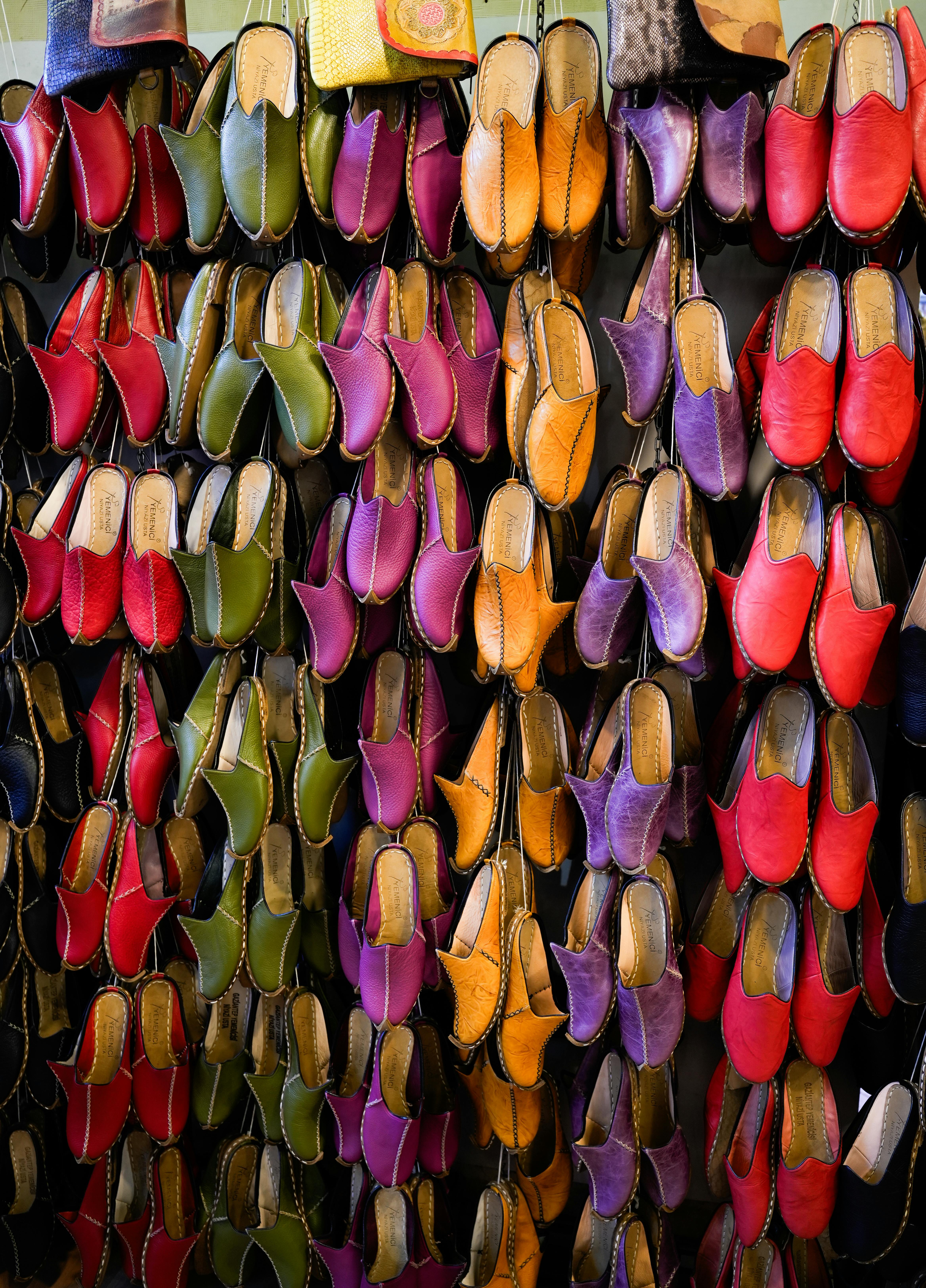 Colorful Display of Traditional Moroccan Babouches · Free Stock Photo