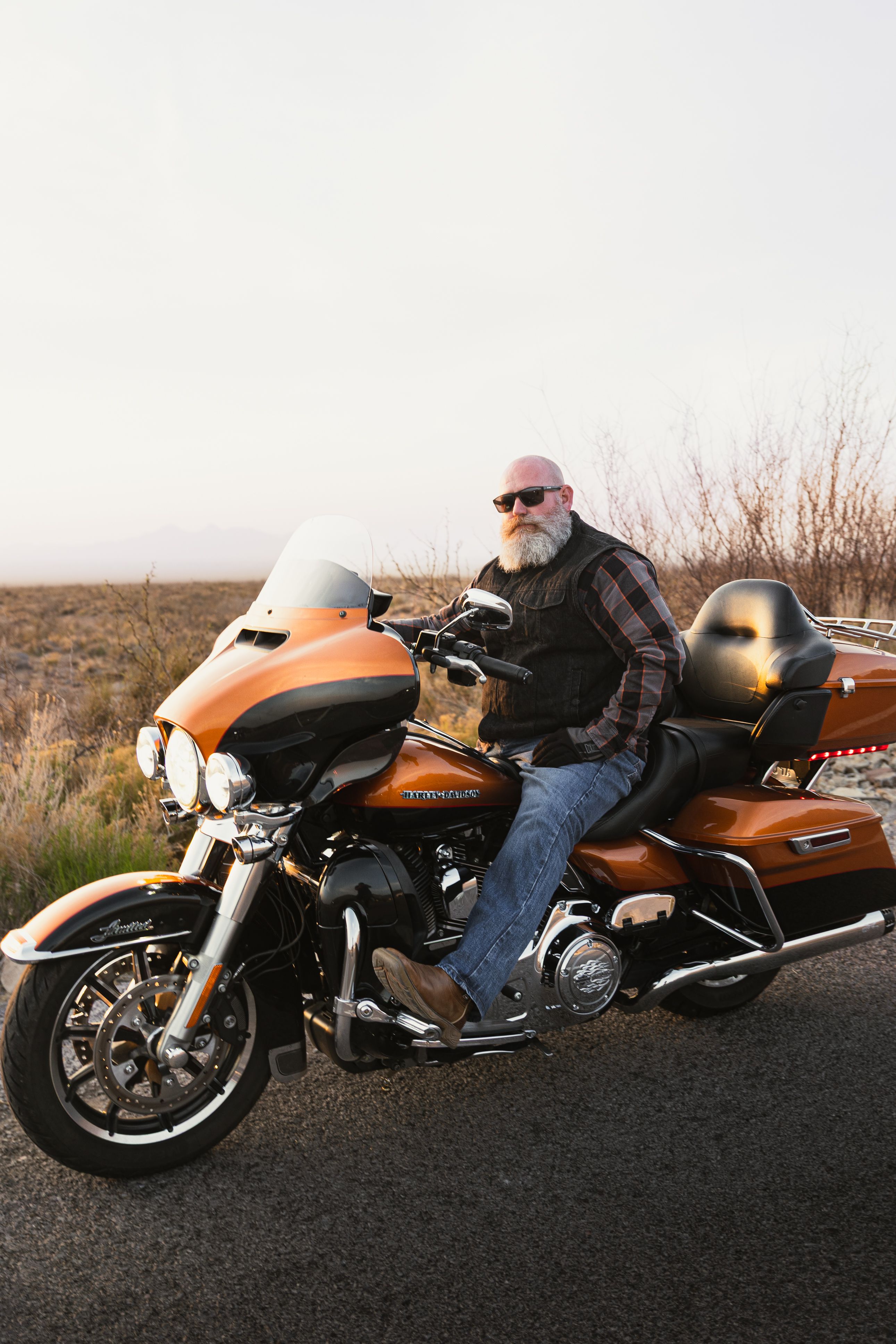 Biker on Harley Davidson in New Mexico Sunset · Free Stock Photo