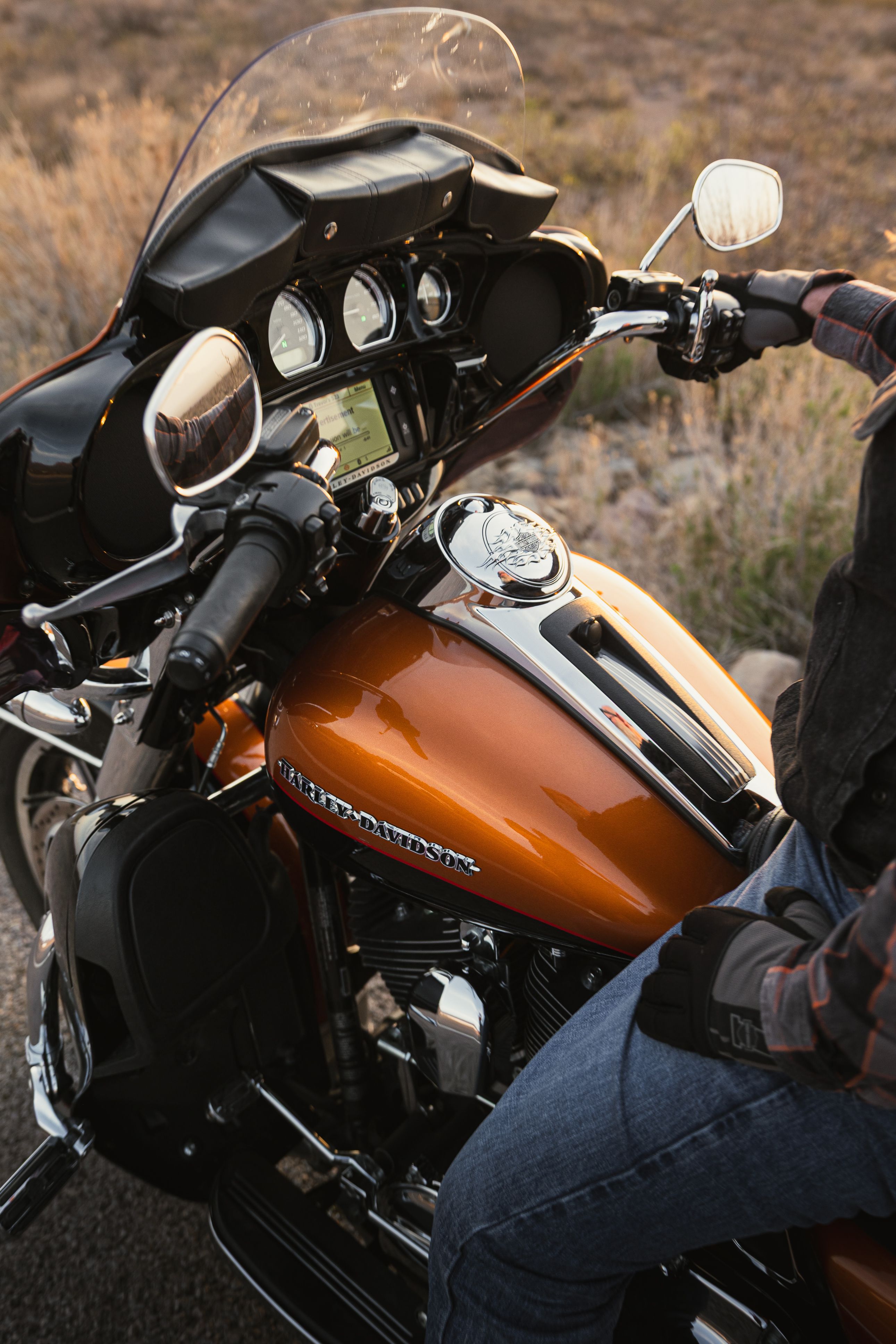 Harley Davidson Motorcycle on New Mexico Road · Free Stock Photo