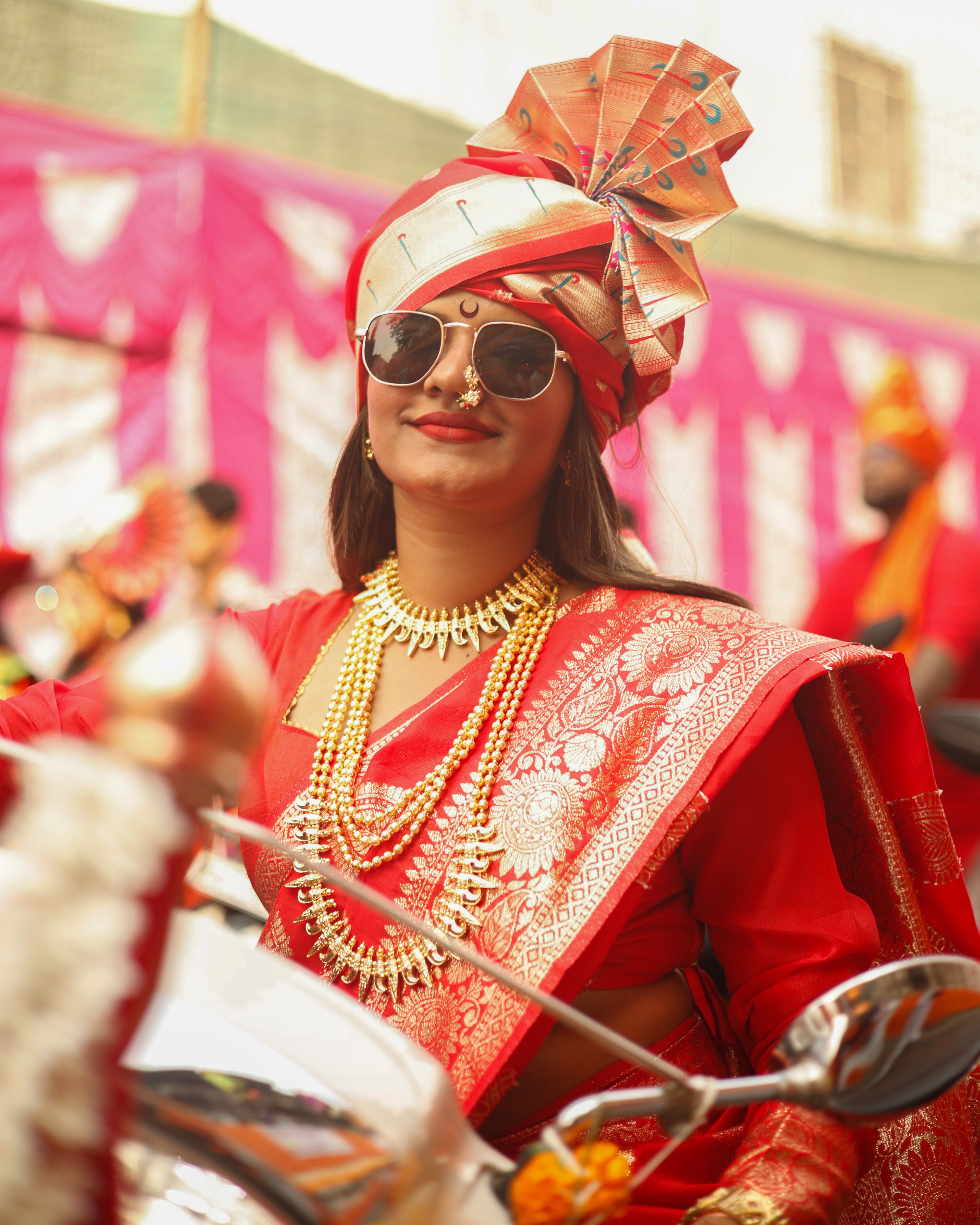 Elegant Woman in Traditional Indian Attire at Festival · Free Stock Photo