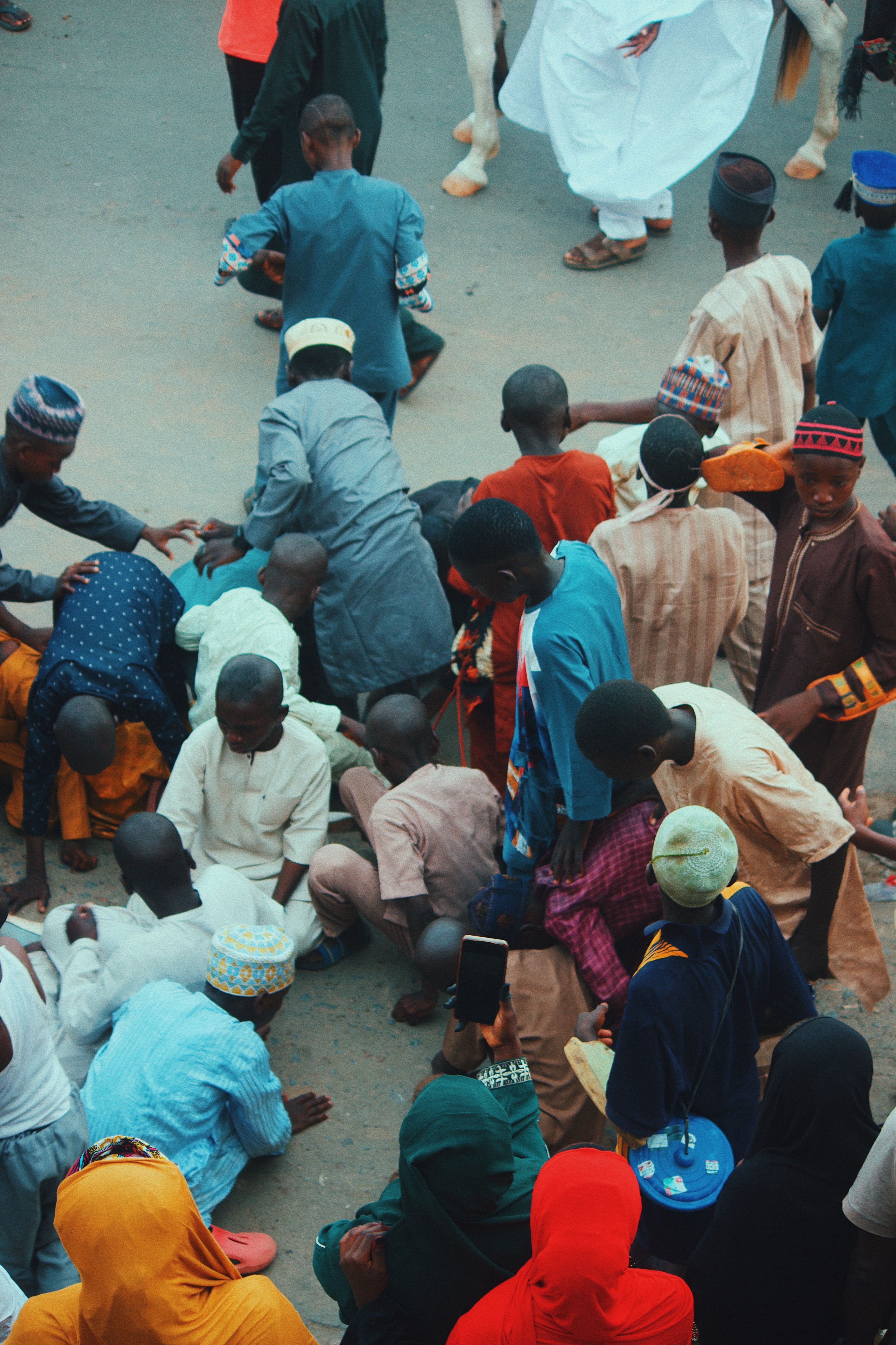 Vibrant Nigerian Street Gathering Captured Overhead · Free Stock Photo