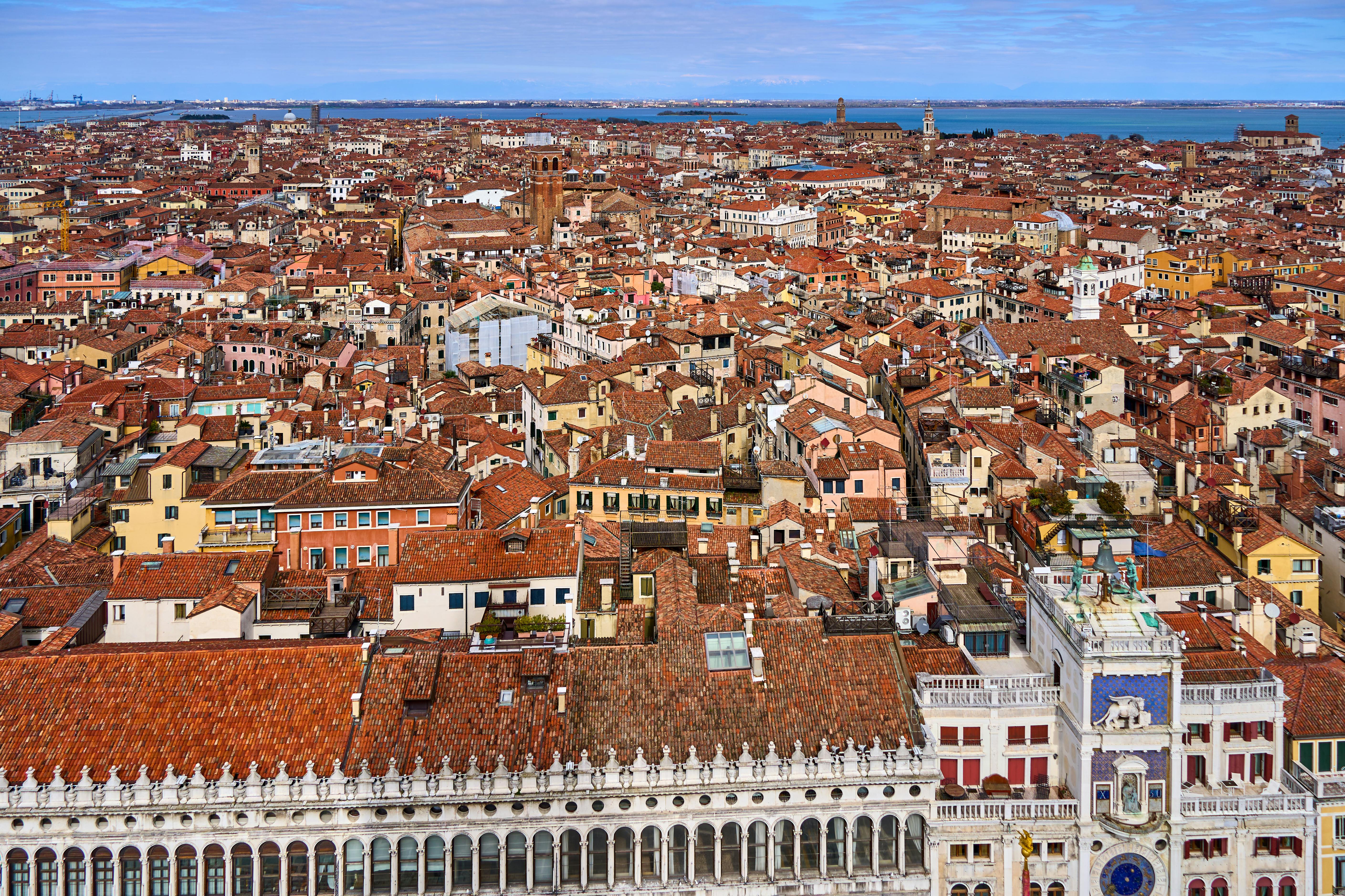 Aerial View of Venetian Rooftops and Architcture · Free Stock Photo