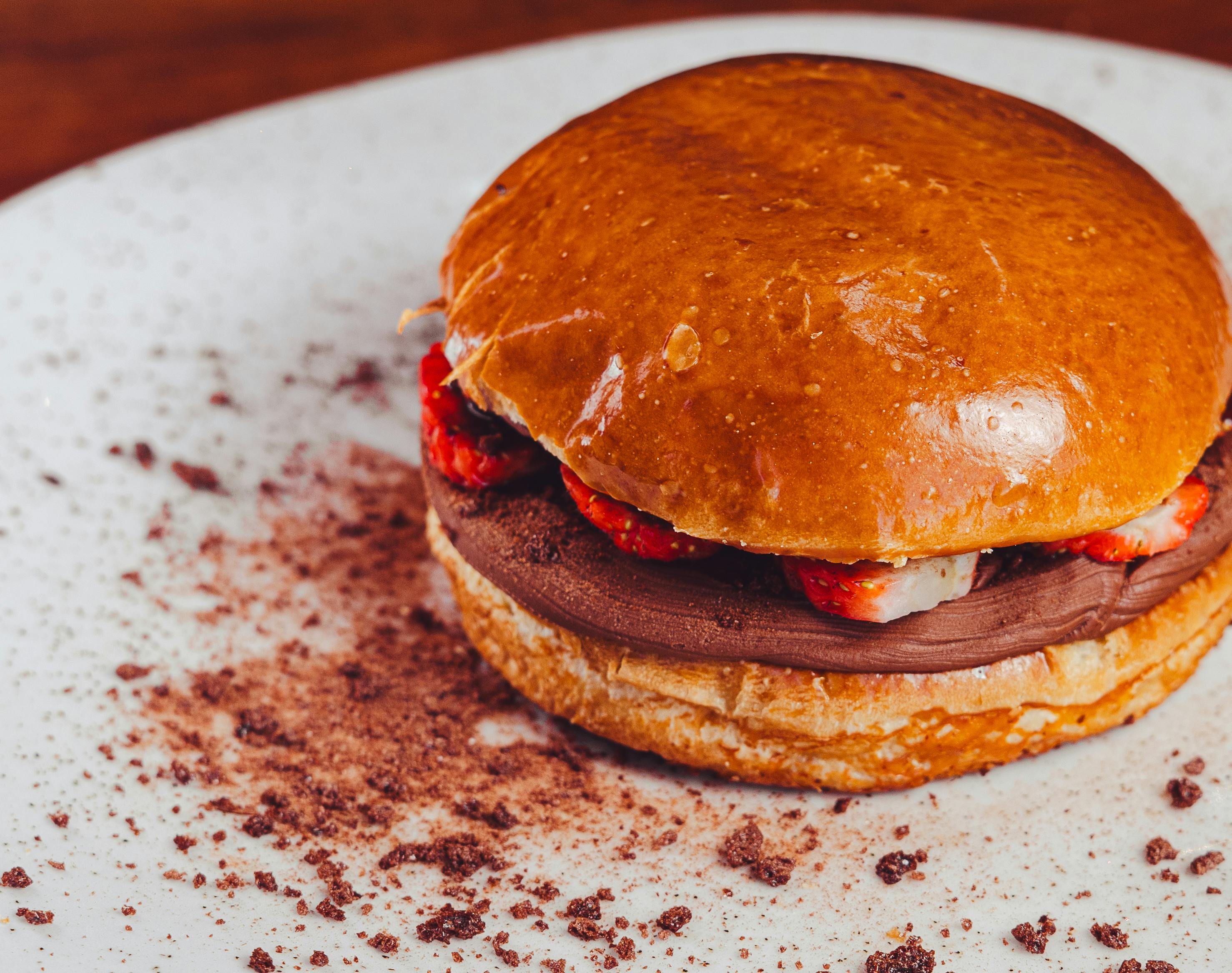 Decadent Chocolate and Strawberry Dessert Burger · Free Stock Photo