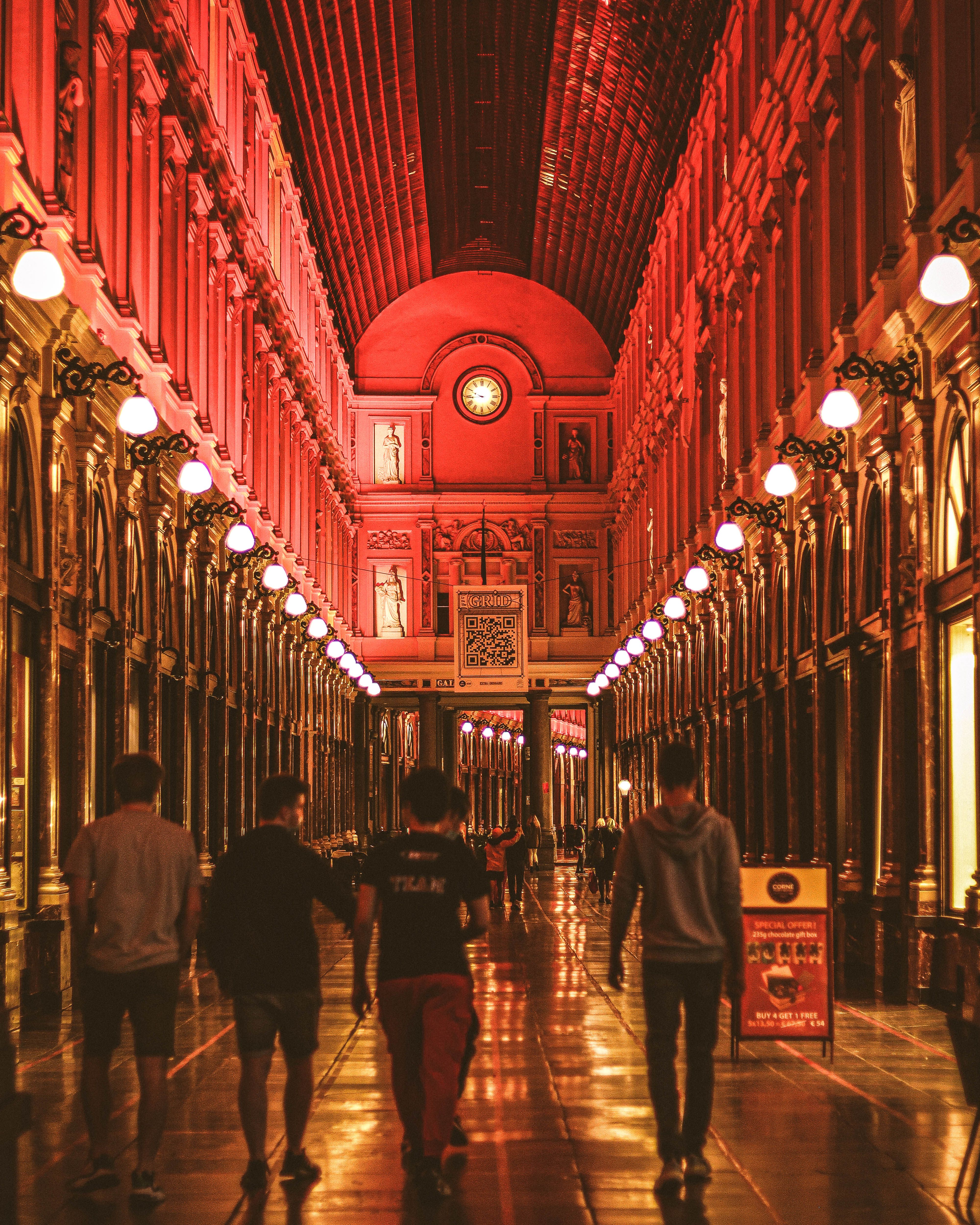 Night Scene of Illuminated Shopping Arcade · Free Stock Photo