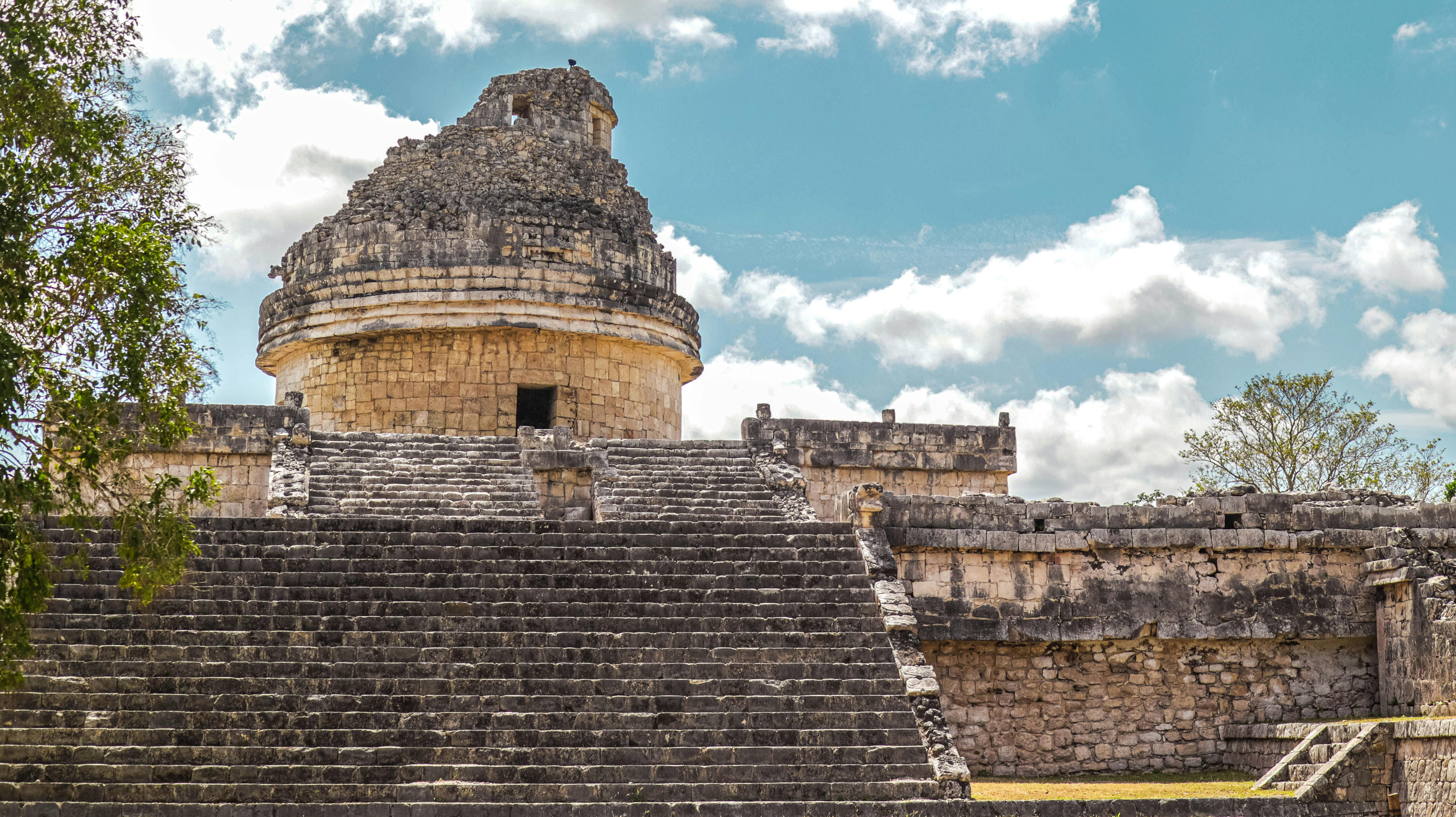 Ancient Mayan Observatory under Blue Sky · Free Stock Photo
