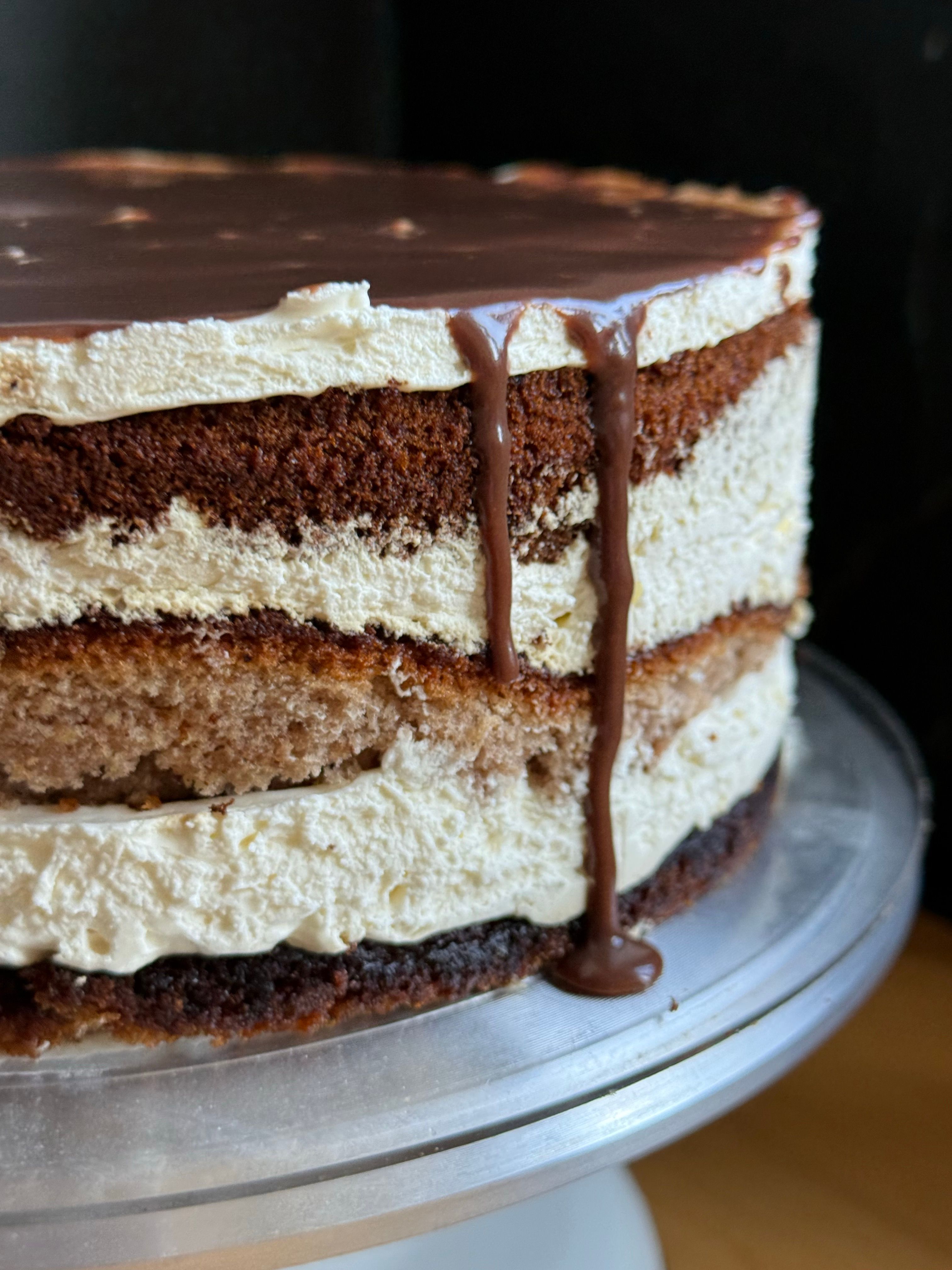 Delicious Layered Chocolate and Cream Cake · Free Stock Photo