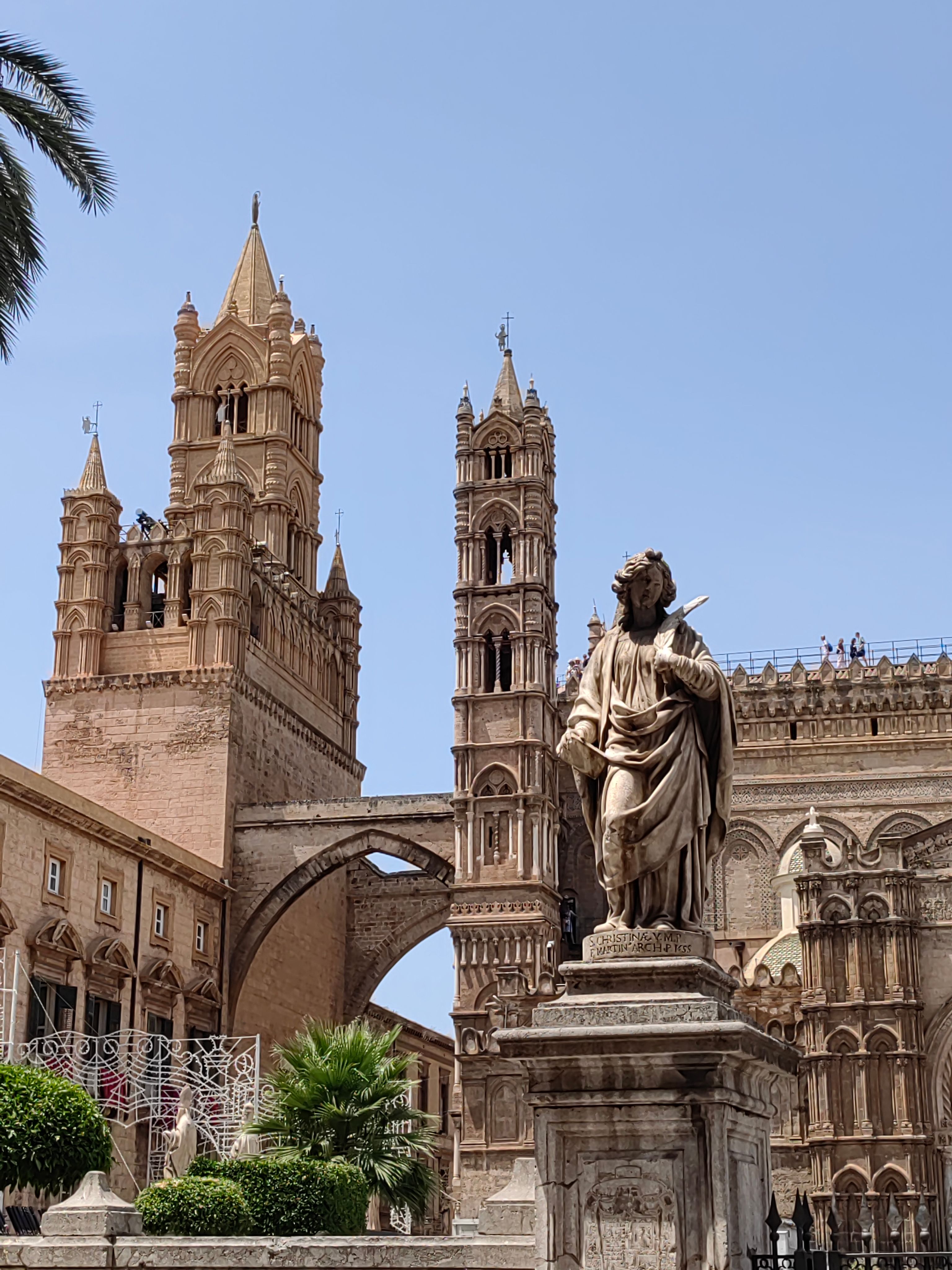 Historic Palermo Cathedral with Statue · Free Stock Photo