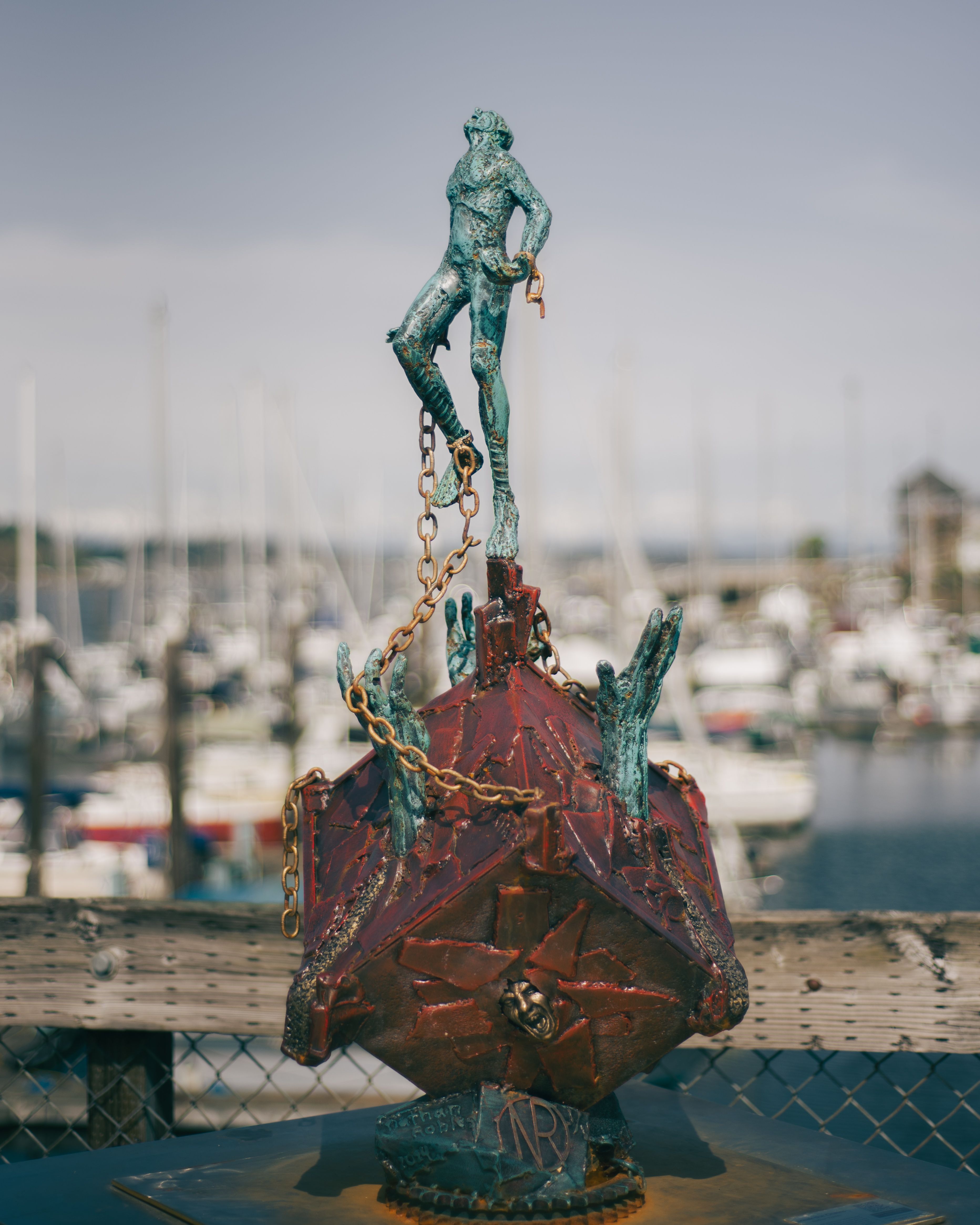 Artistic Statue at Waterfront Marina · Free Stock Photo