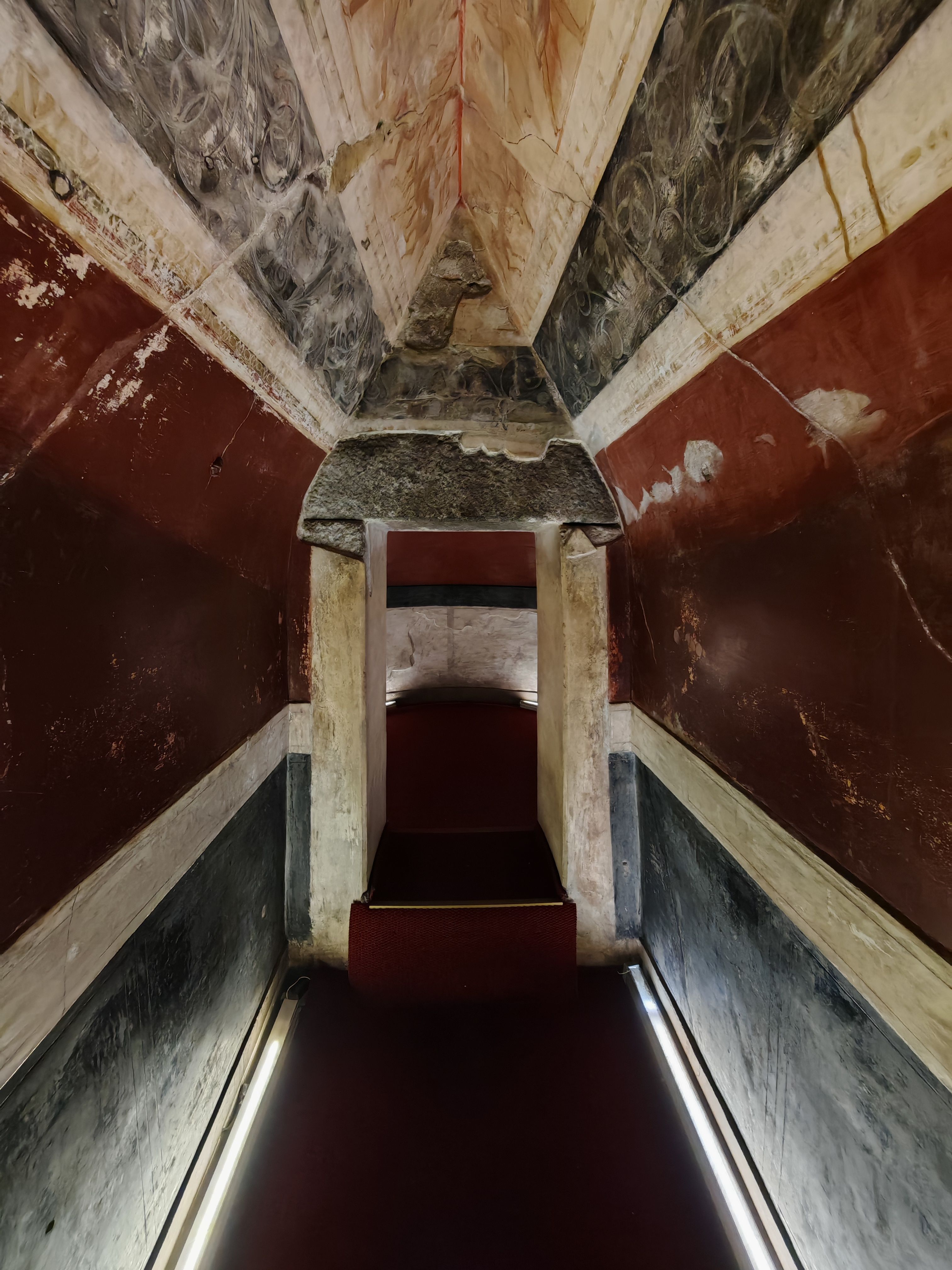 Ancient Corridor with Detailed Frescoes · Free Stock Photo