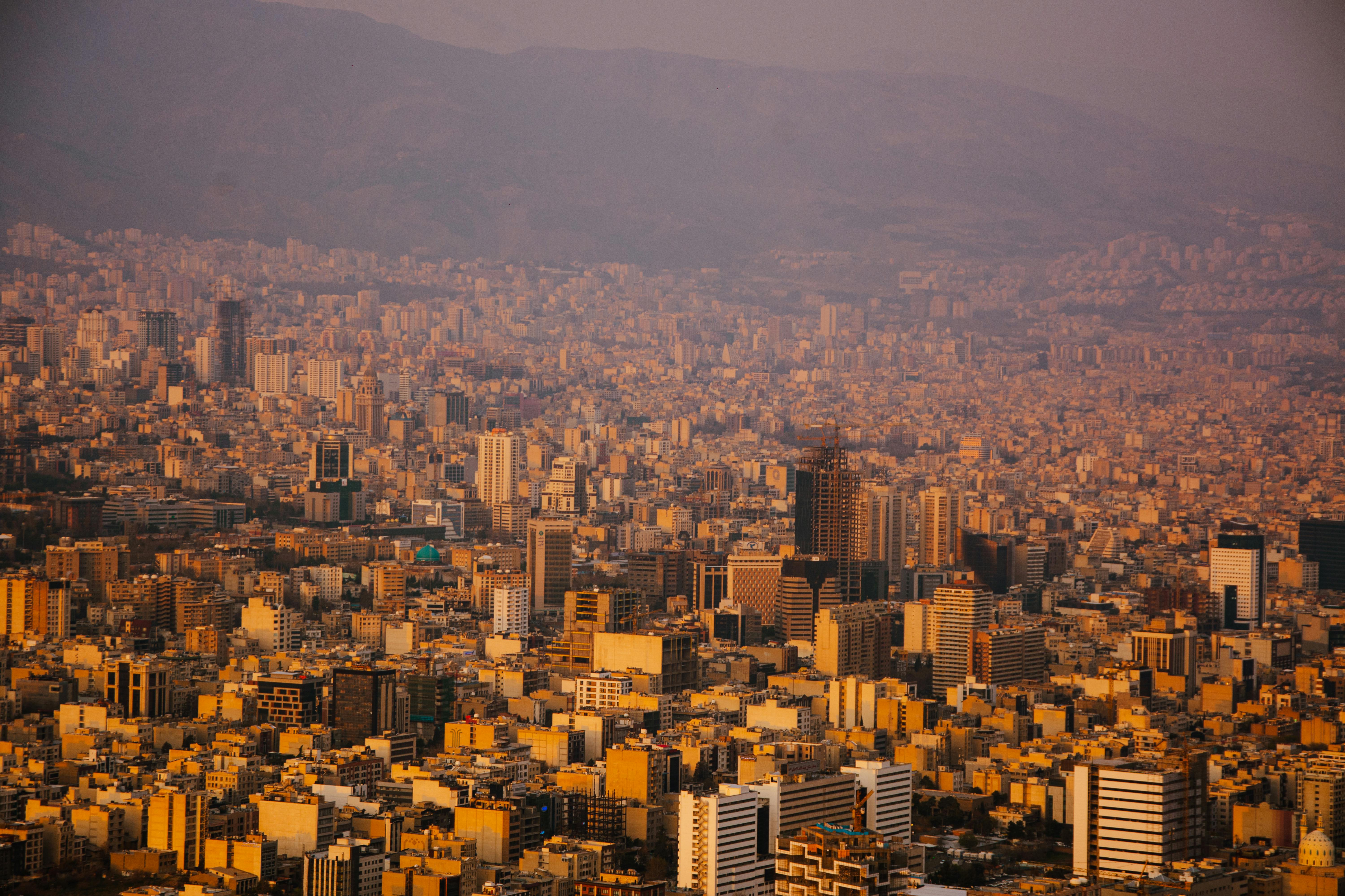 Aerial View of Tehran Cityscape at Sunset · Free Stock Photo