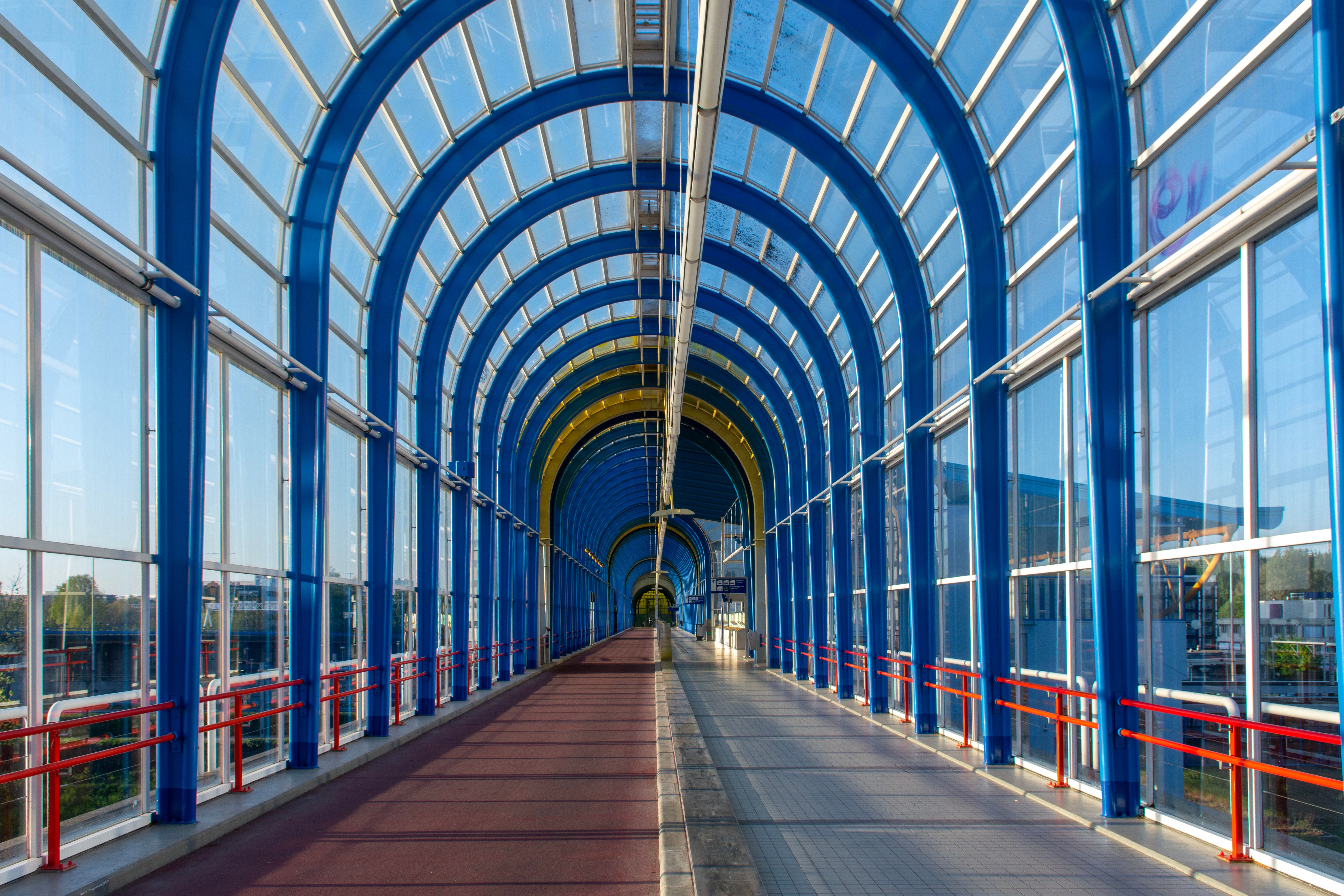 Modern Blue Arched Bridge in Zoetermeer · Free Stock Photo