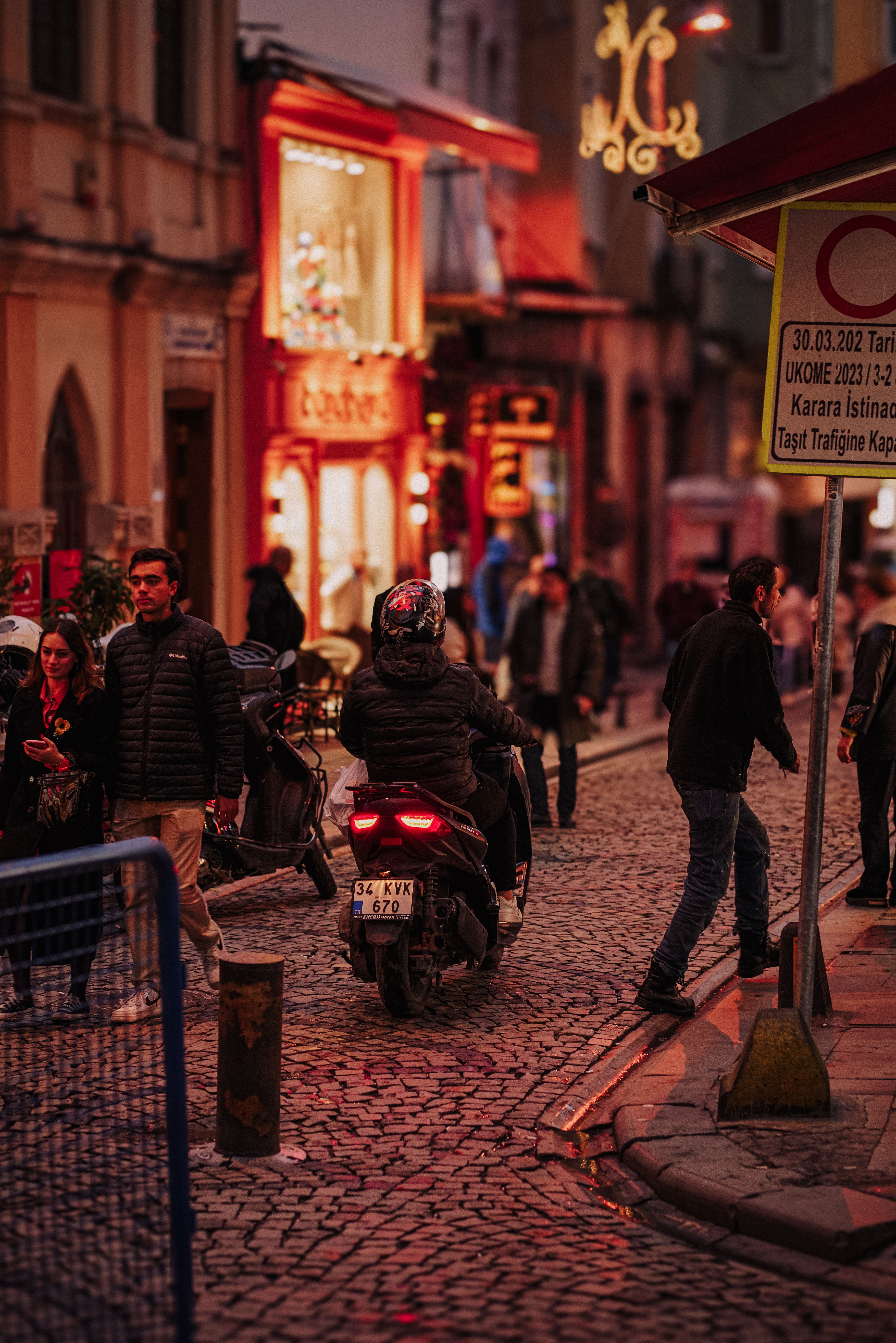 Evening Street Scene in Istanbul with Motorcycle · Free Stock Photo