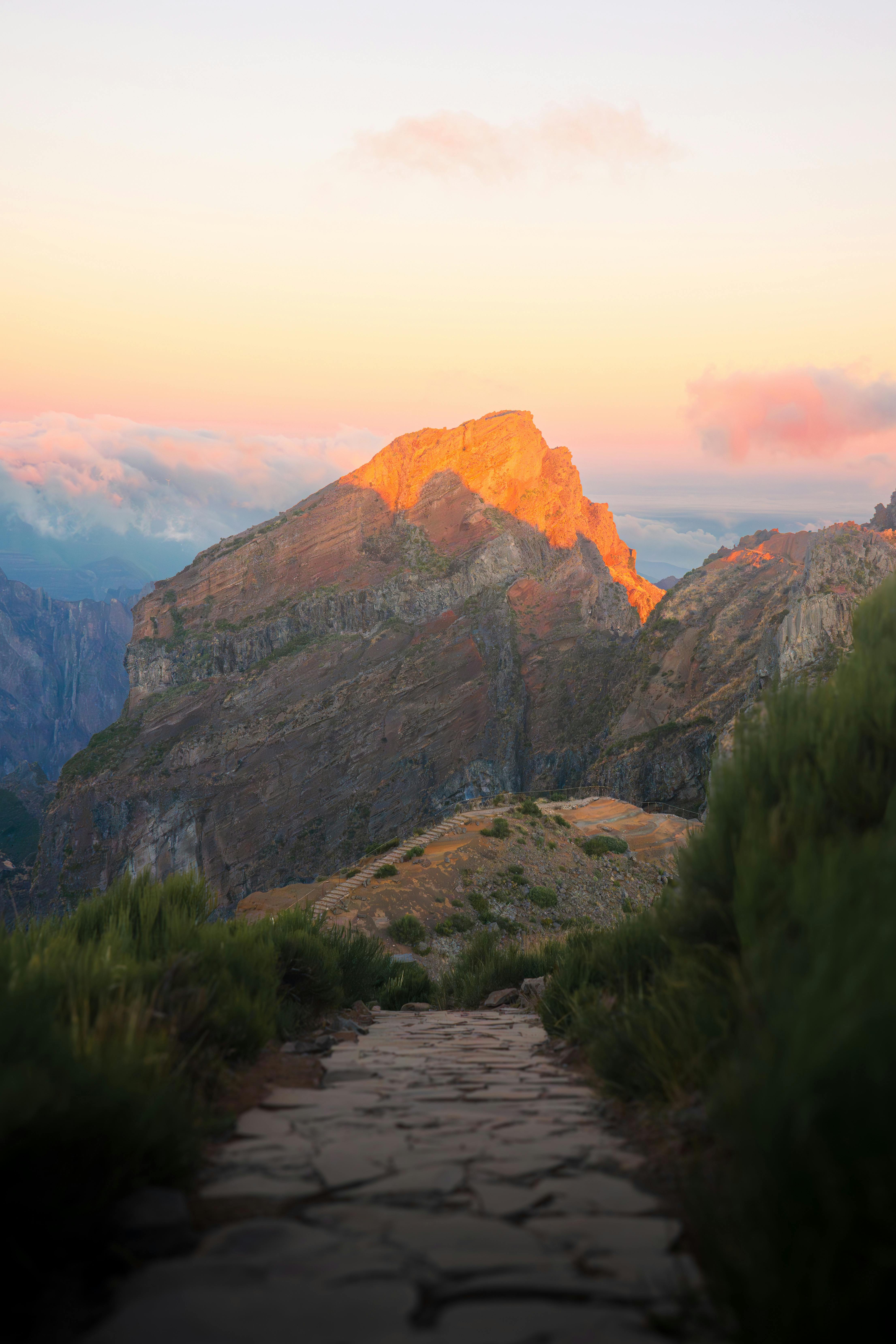 Sunset Mountain Pathway in Tranquil Wilderness · Free Stock Photo