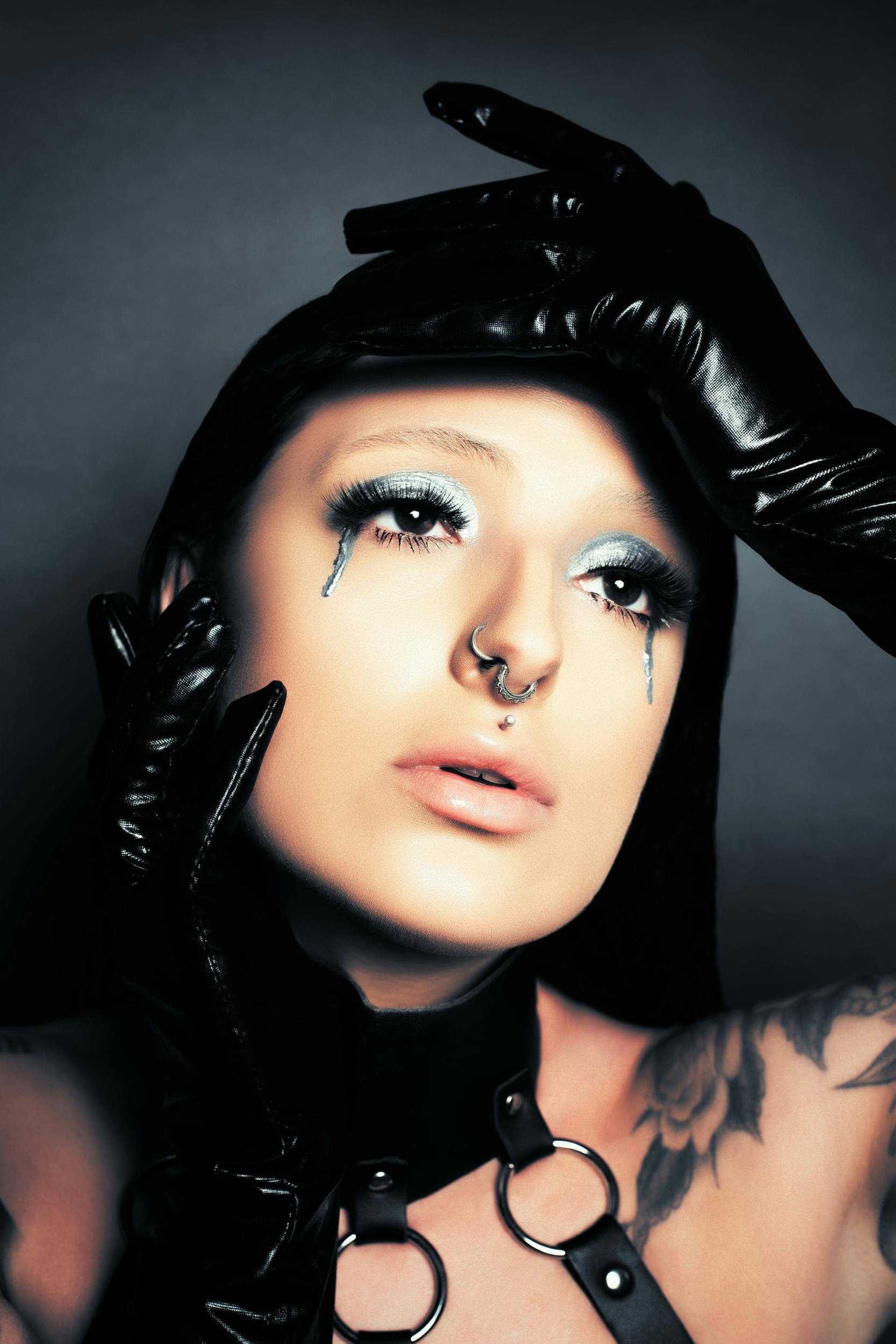 Artistic Gothic Fashion Portrait with Silver Tears · Free Stock Photo
