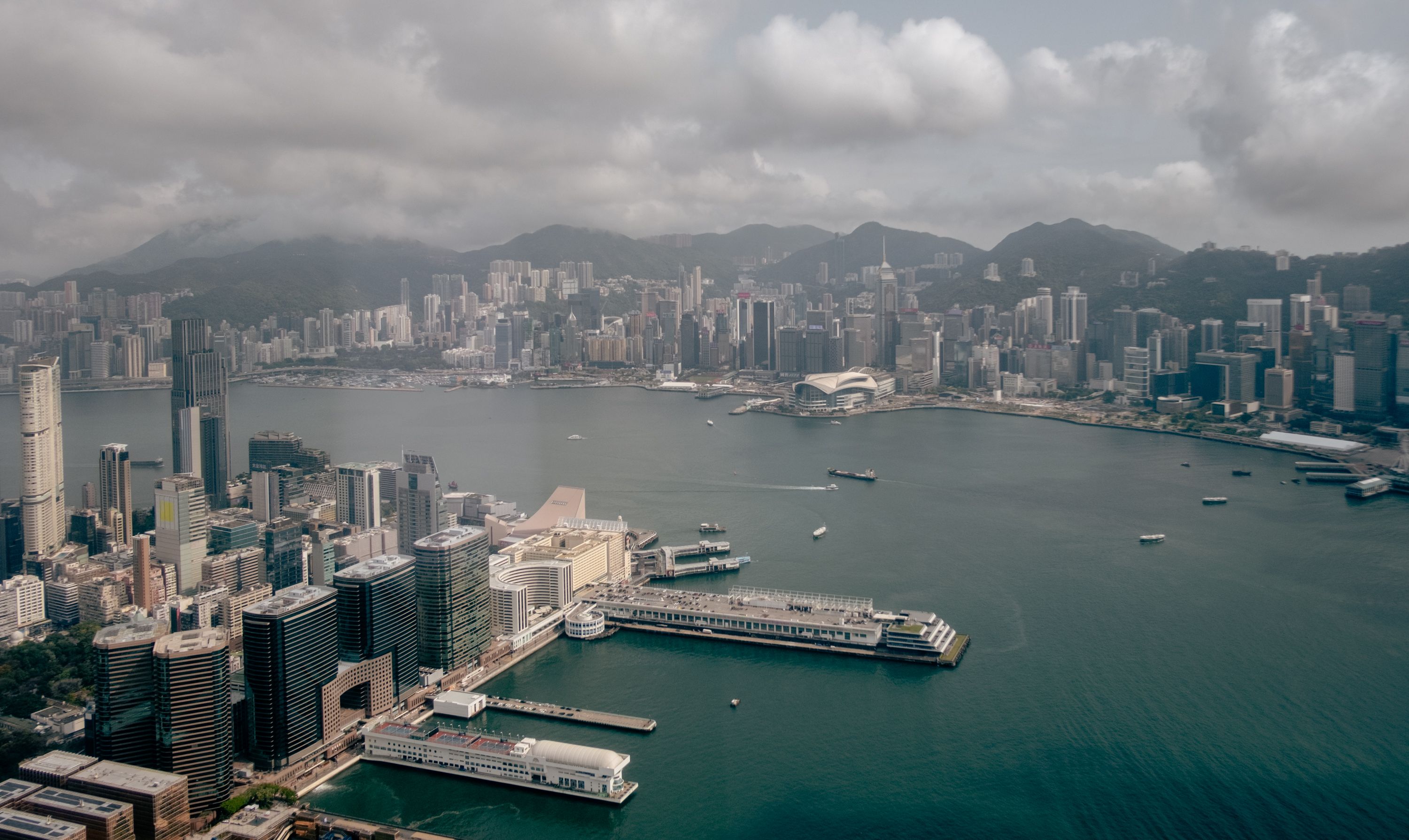 Aerial View of Hong Kong Skyline and Victoria Harbour · Free Stock Photo
