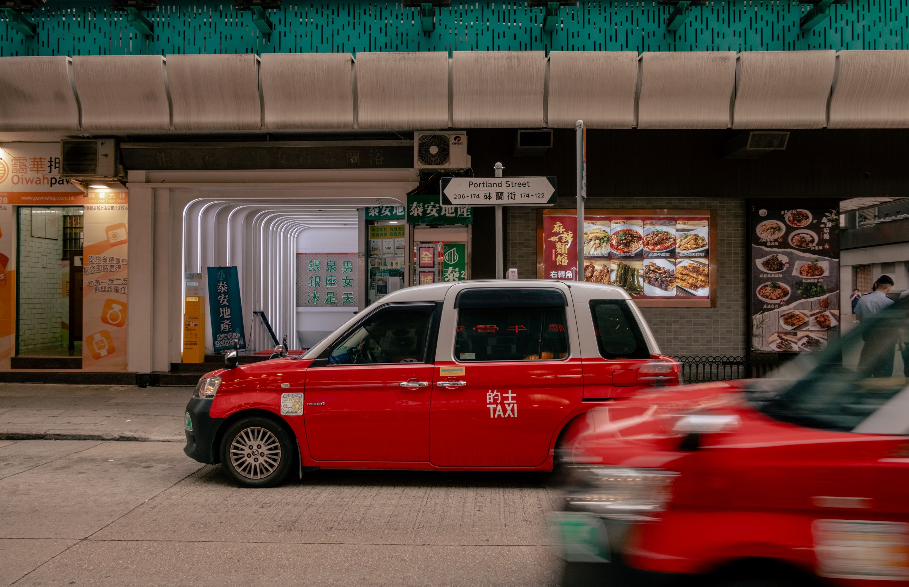 Red Taxi on Portland Street in Hong Kong · Free Stock Photo