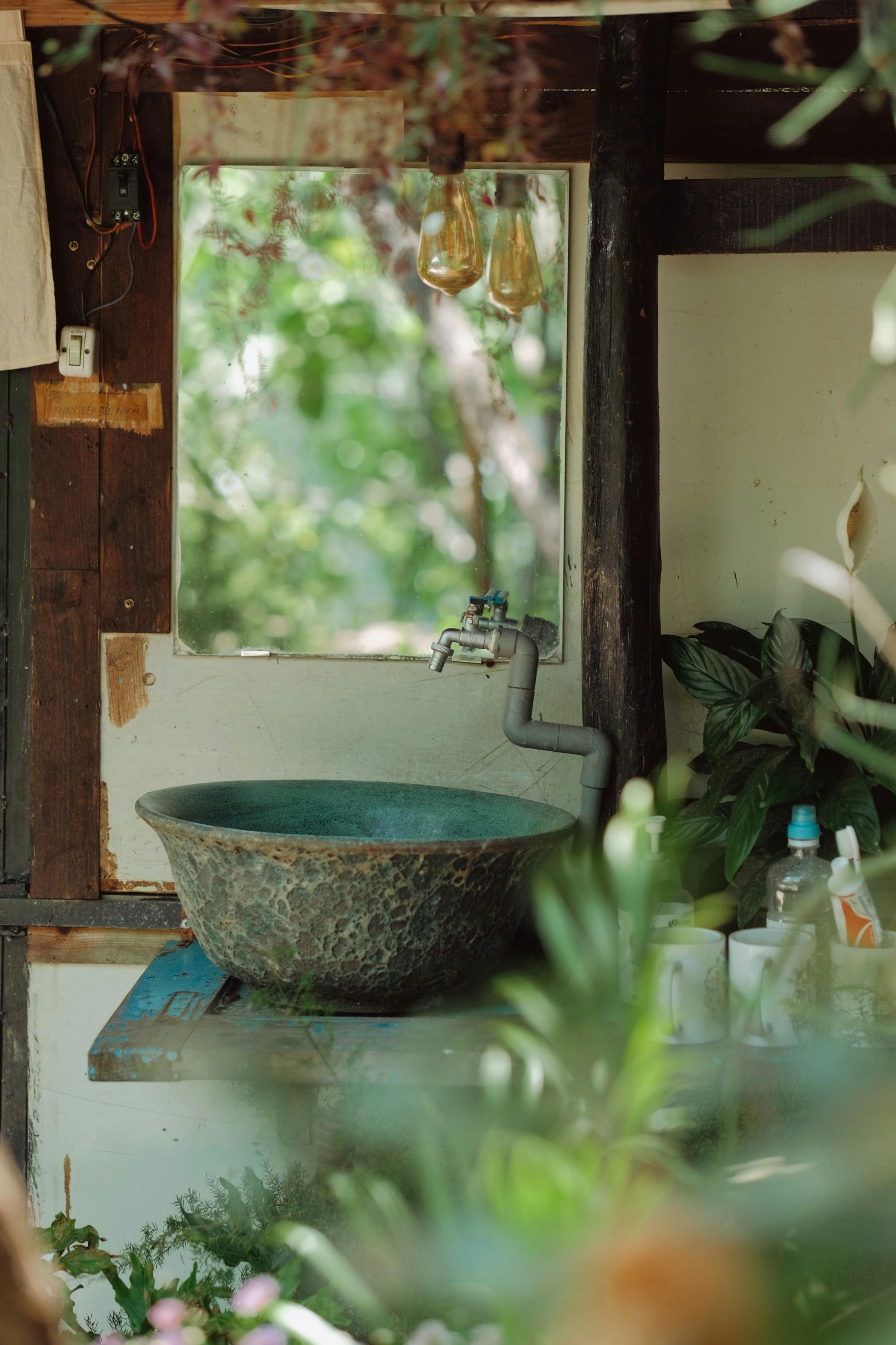 Rustic Outdoor Sink with Natural Decor · Free Stock Photo