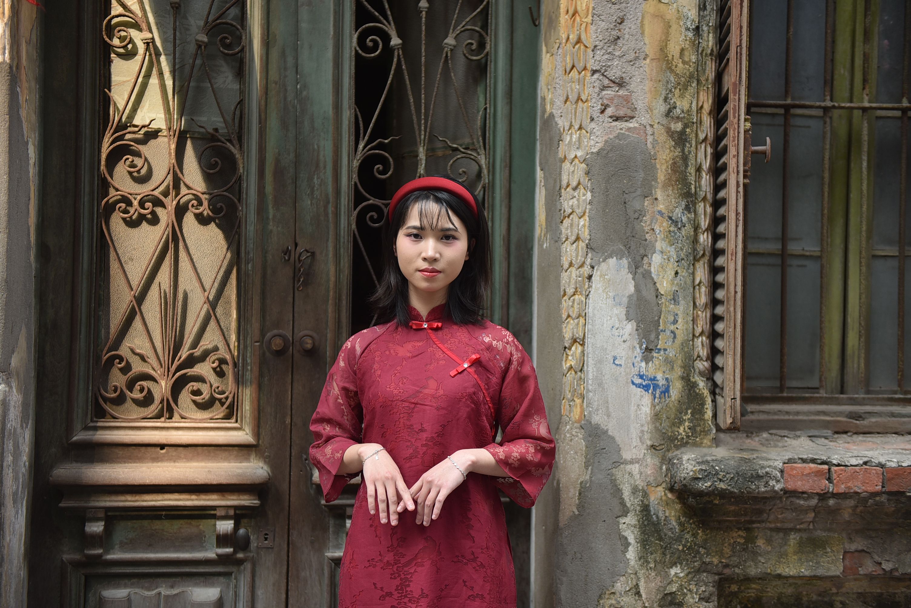 Young Woman in Traditional Red Dress Outdoors · Free Stock Photo