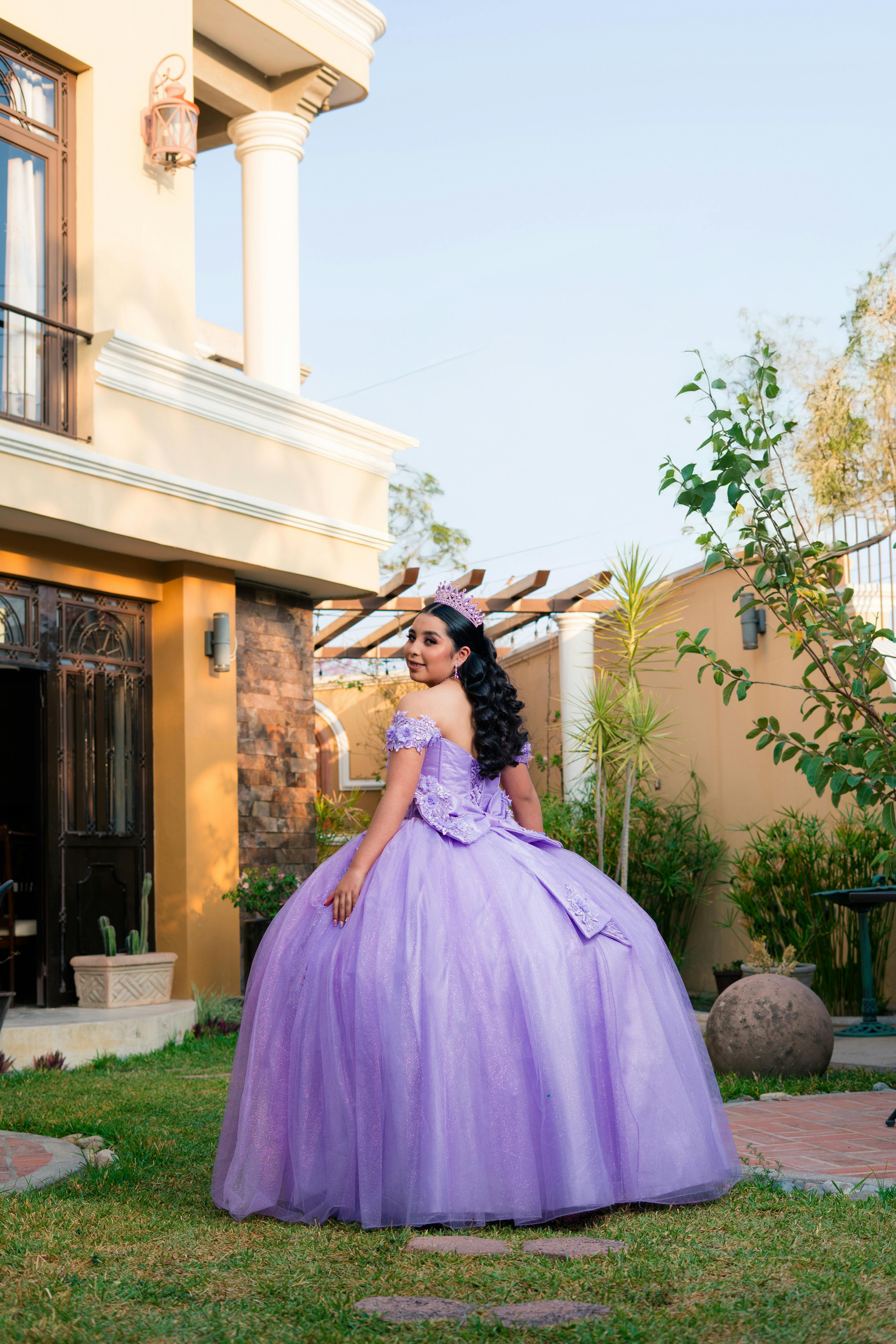 Elegant Quinceañera Girl in Lavender Dress Outdoors · Free Stock Photo