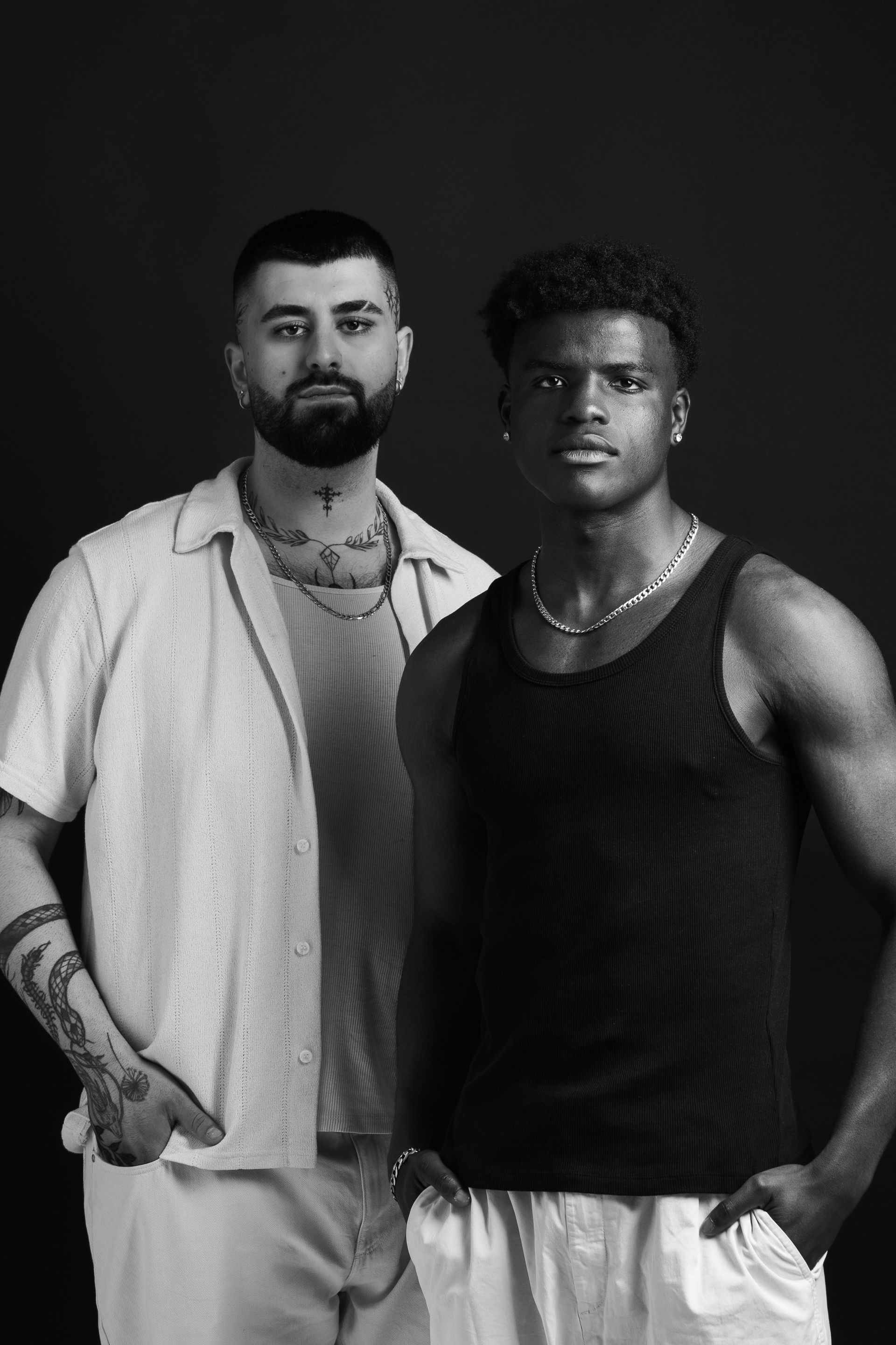 Dynamic Black and White Portrait of Two Men · Free Stock Photo