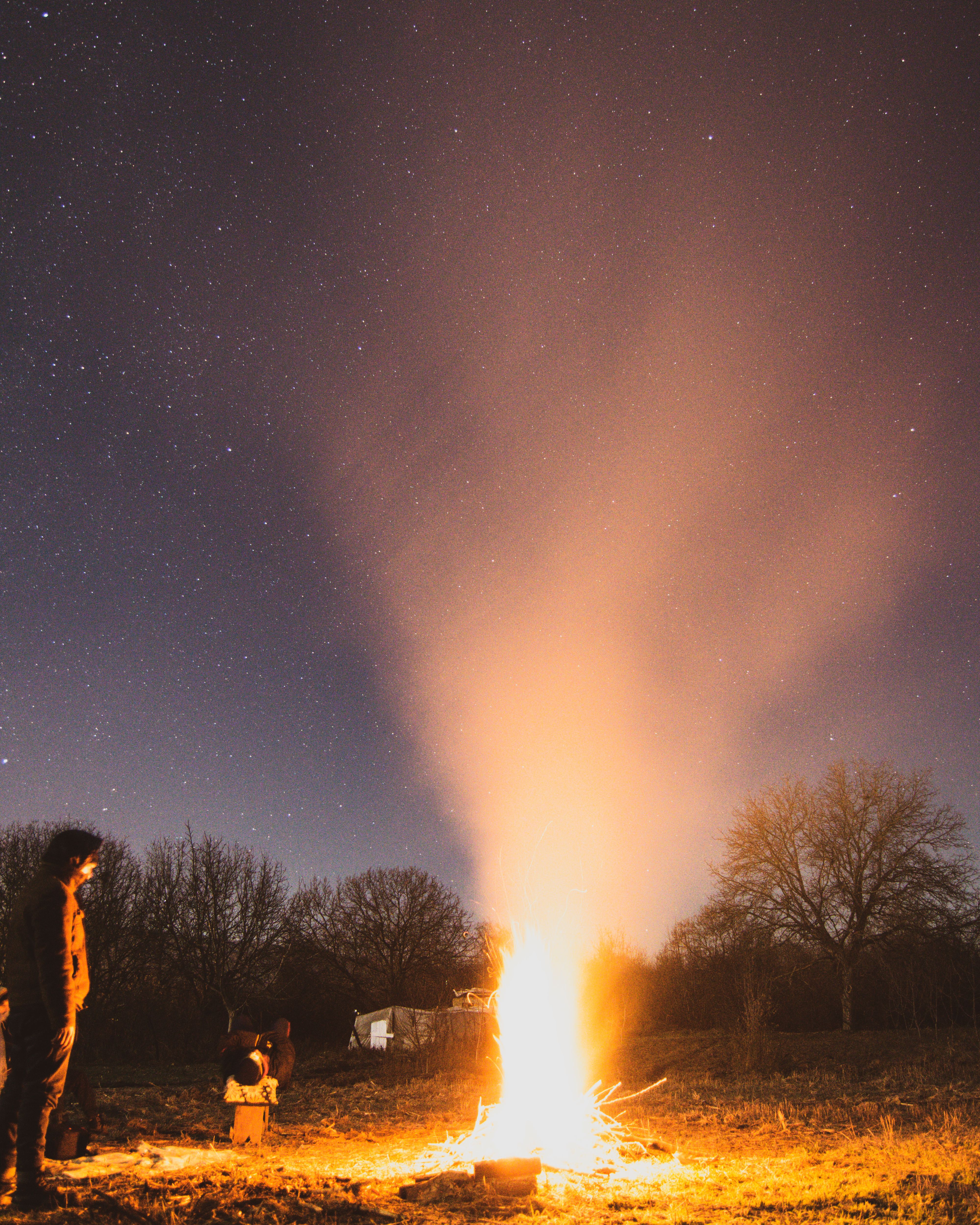Starry Night Campfire Under Clear Skies · Free Stock Photo