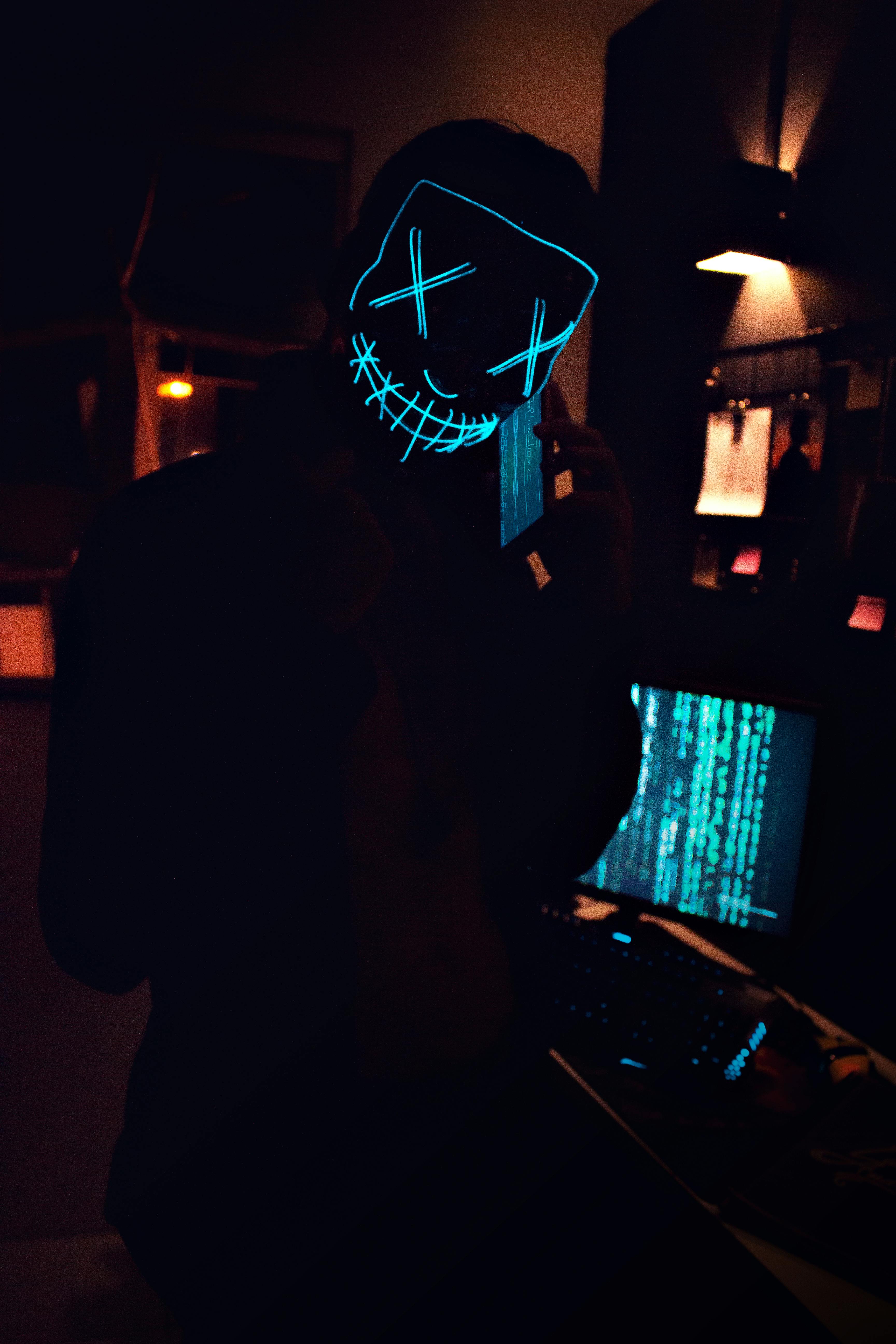 Person Wearing LED Mask · Free Stock Photo